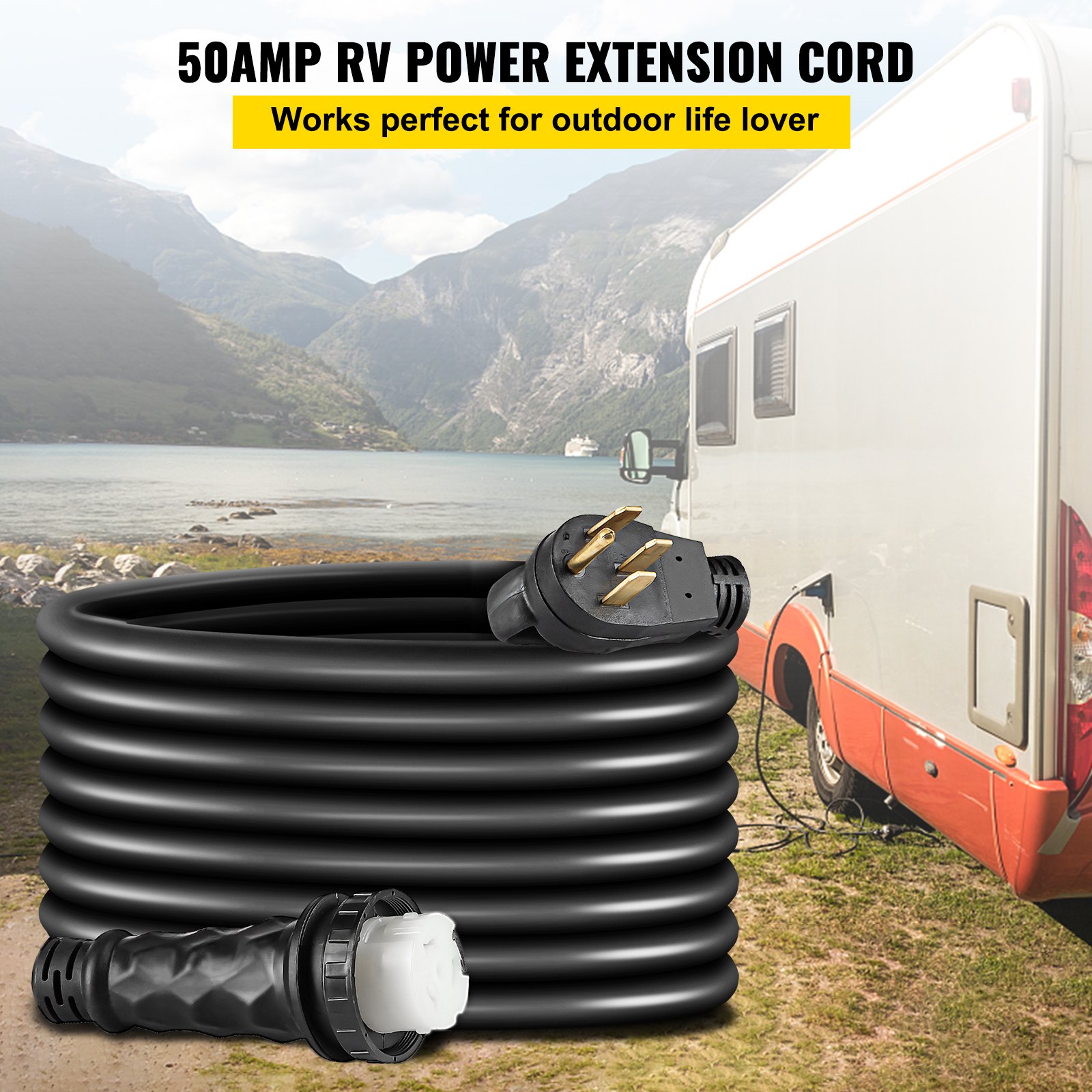 SUGIFT 50A 125 250V 50 ft RV Extension Cord with NEMA 14-50P to SS2-50R ...