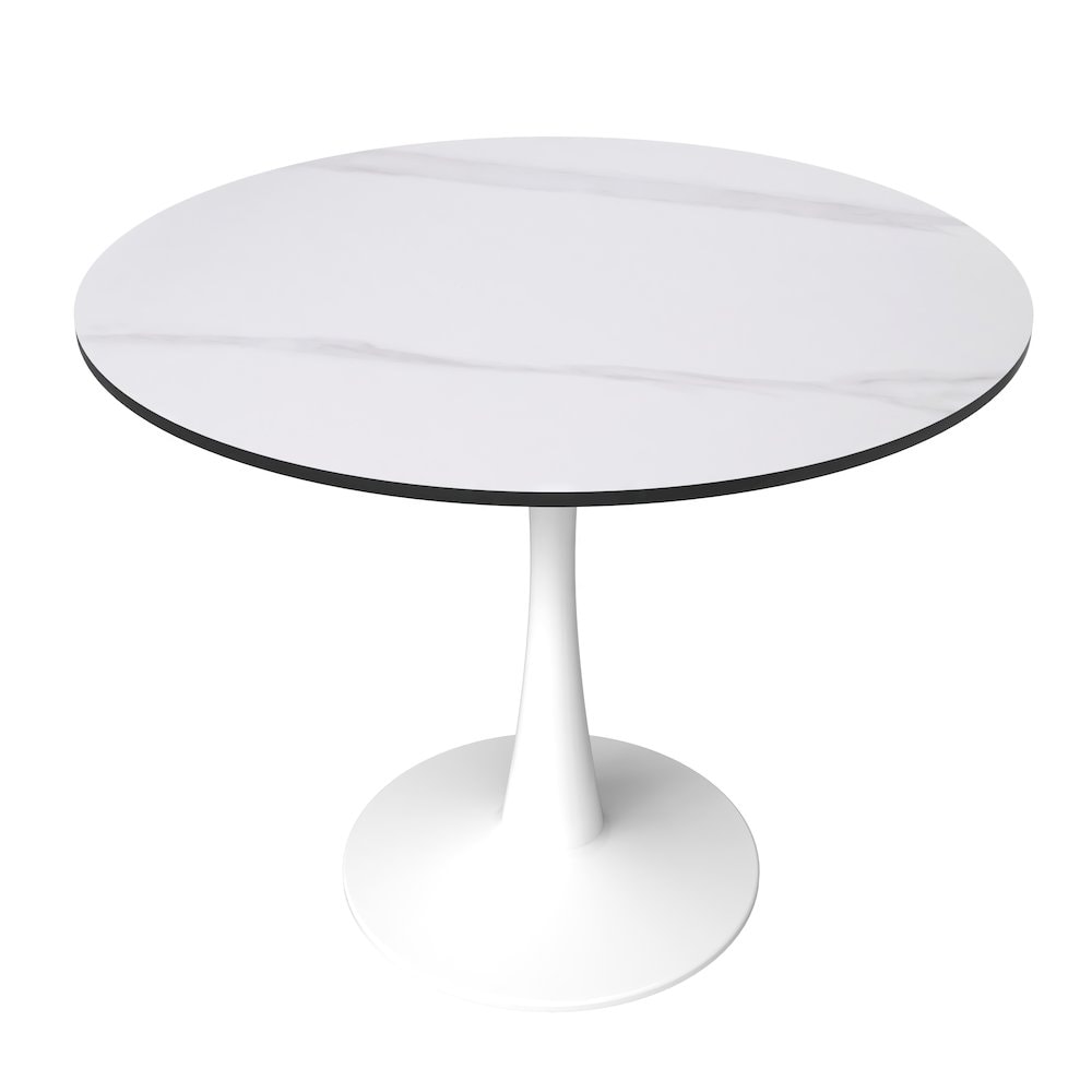 Leisuremod Bristol 31 round dining table White base with White Sintered ...