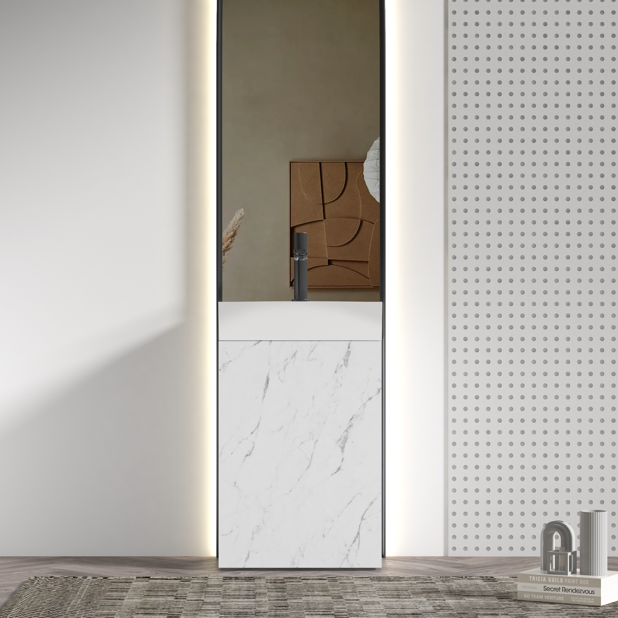 GDFStudio Roca Modern Freestanding Bathroom Vanity 20 inch White Marble ...