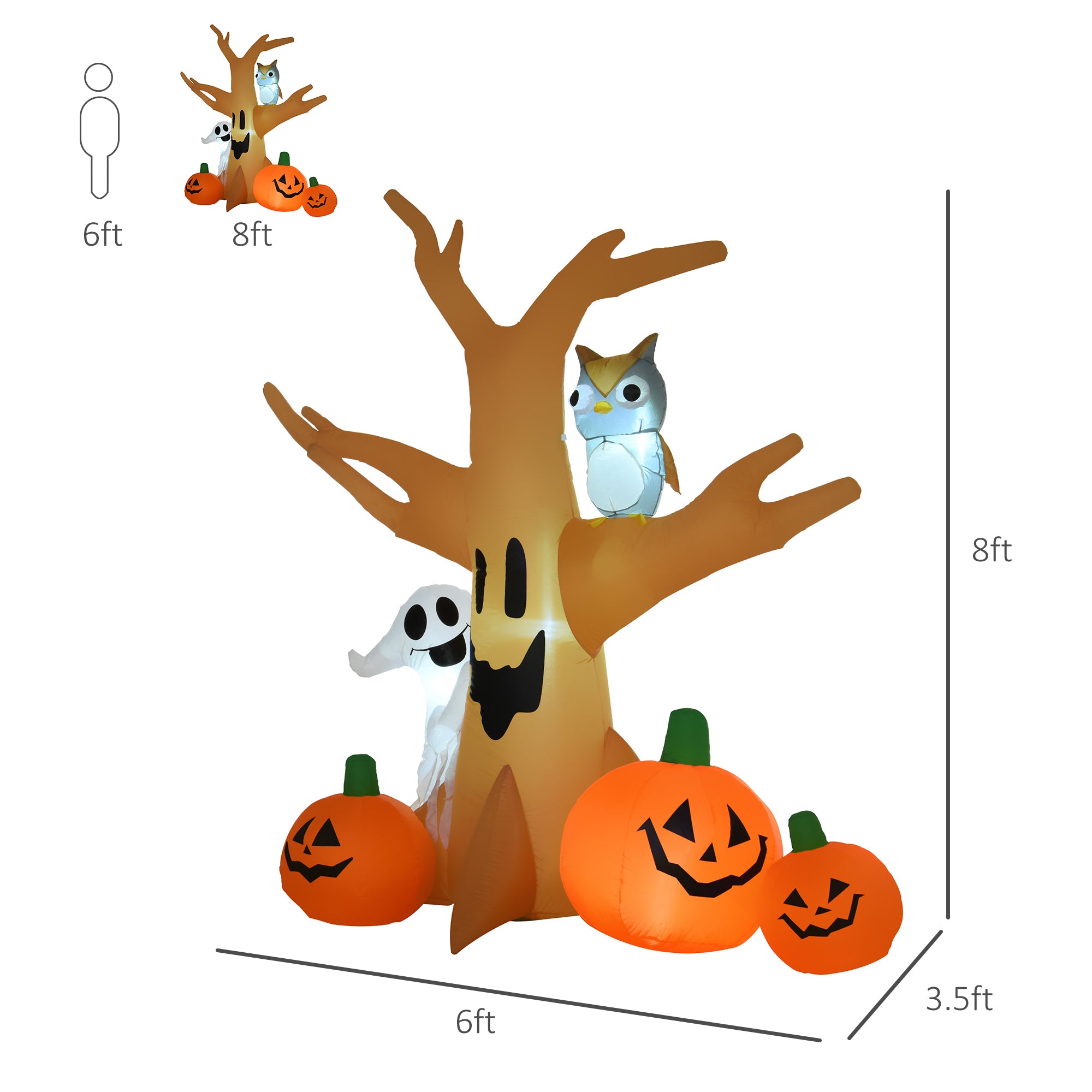 Boyel Living 7.5ft Lighted Halloween Inflatable Haunted Tree with Owl ...