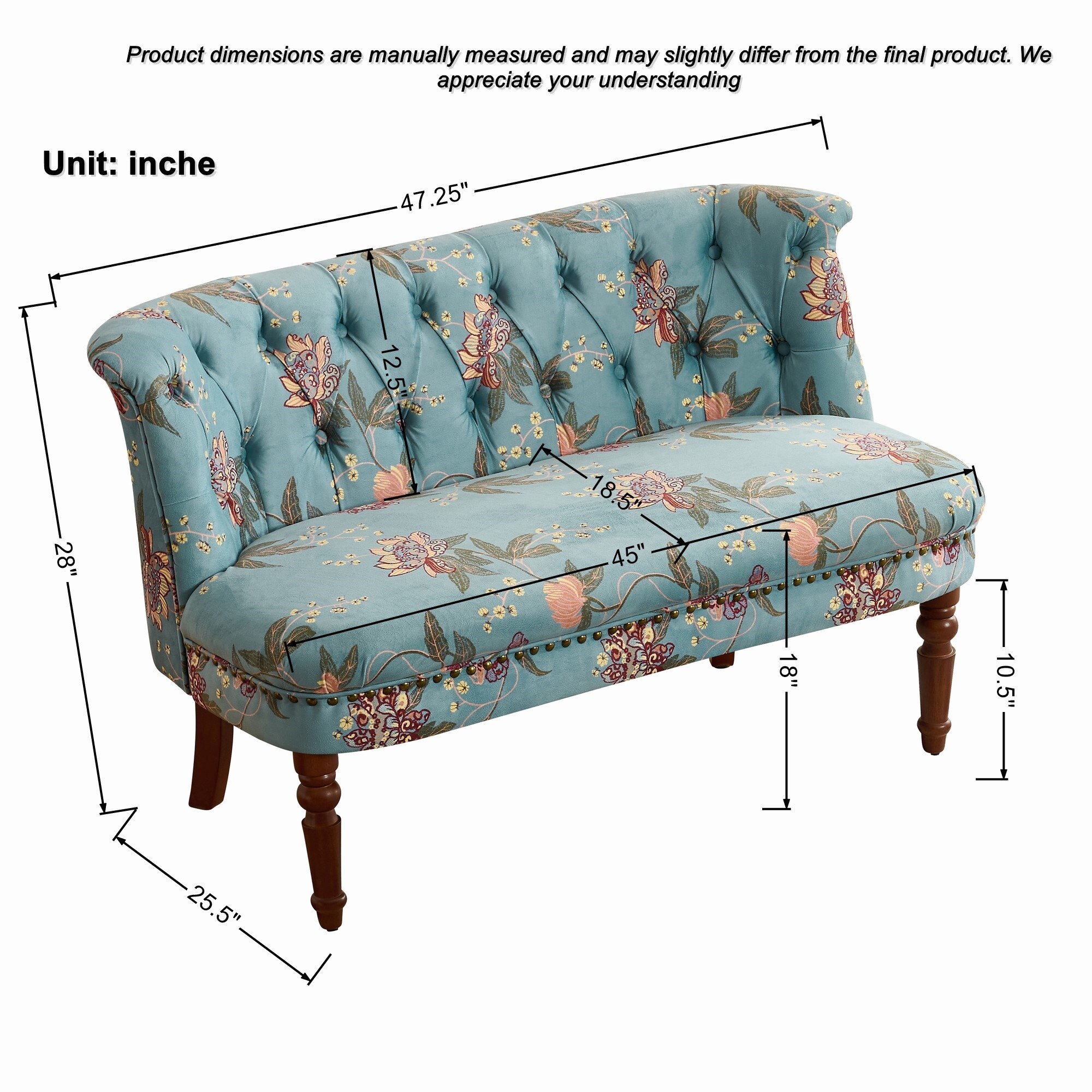 LUXEYARD Sofa Chair Living Room Single Sofa Chair and Tufted Floral ...