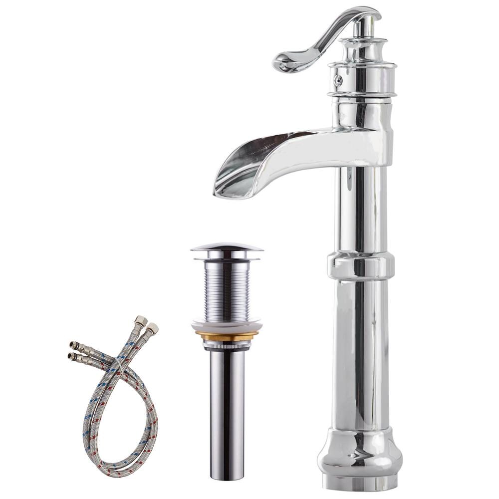 Kinwell Chrome 4 In Centerset 1 Handle Bathroom Sink Faucet With Drain