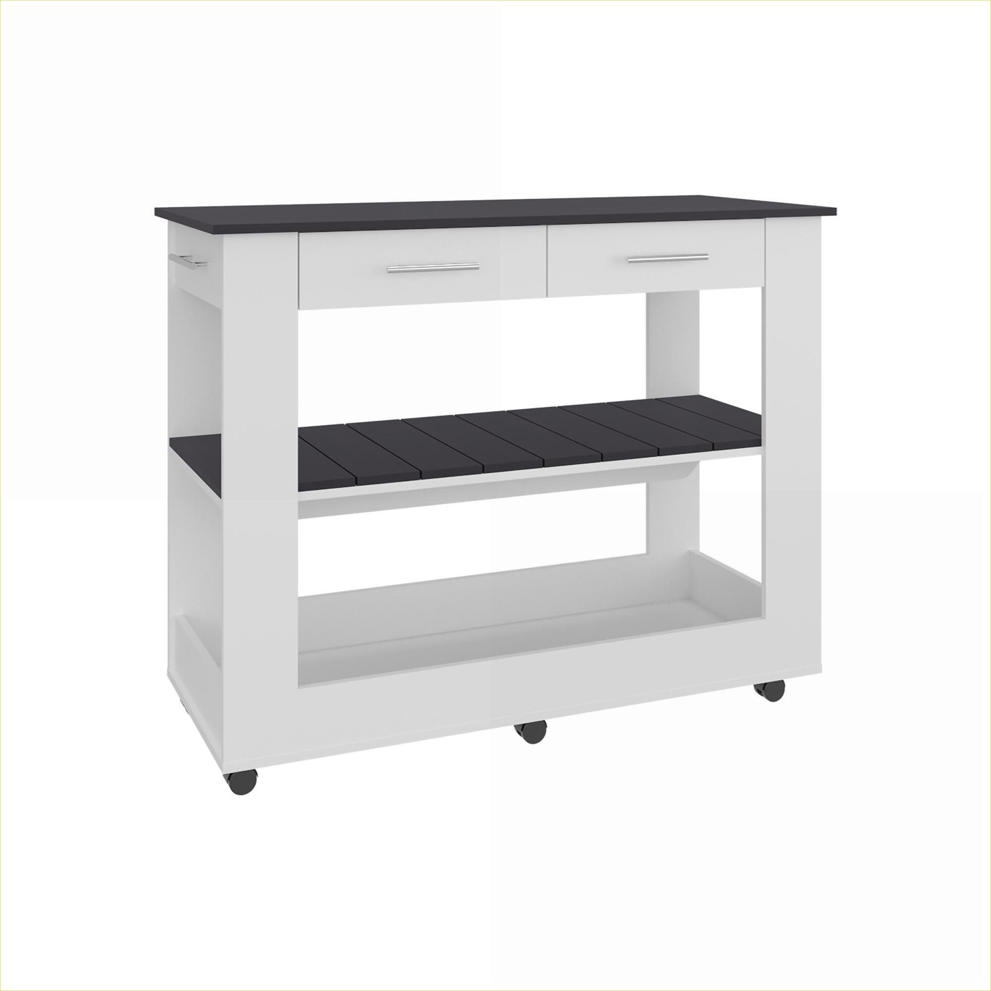 Watnature Compact Kitchen Island Engineered Wood with 2 Drawers Storage ...