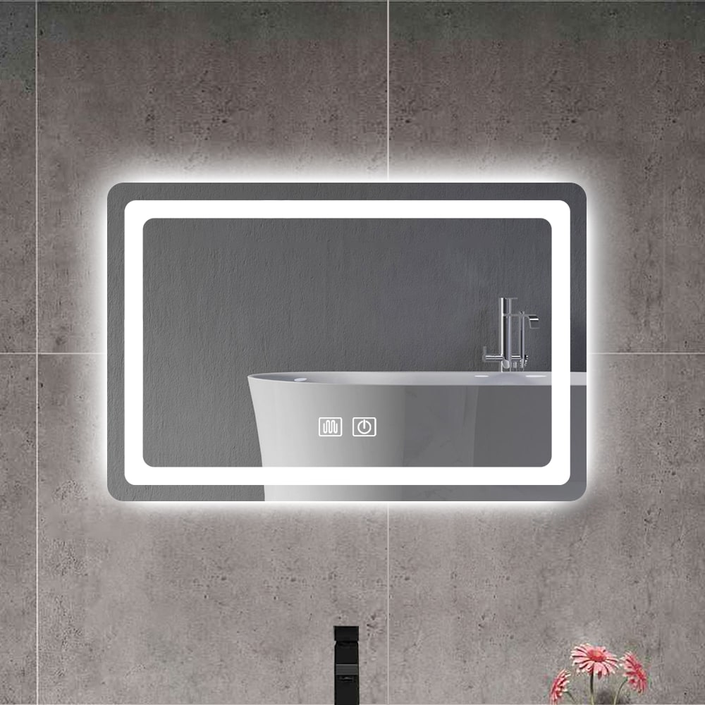 AAZJ Bathroom Mirrors 15-in x 23-in Beveled Frameless Rectangle ...
