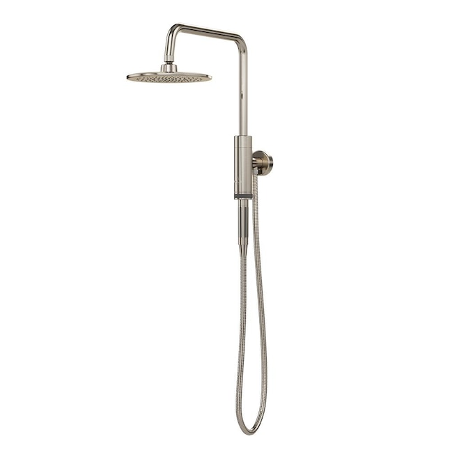 Pulse Brushed Nickel Dual Head Shower Bar System In The Shower Systems