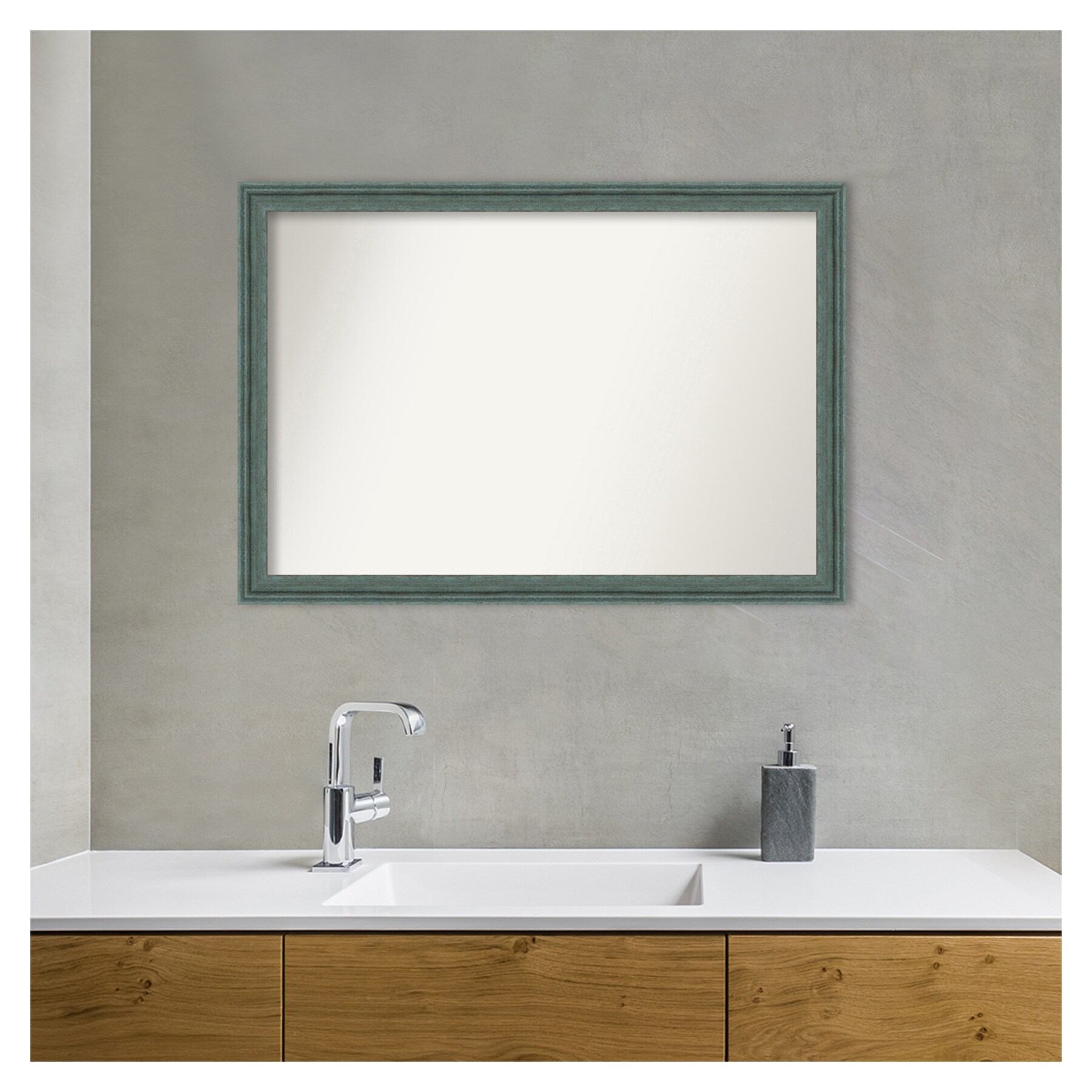 Amanti Art Upcycled Teal Grey Frame 39.5-in W x 27.5-in H Upcycled Teal ...