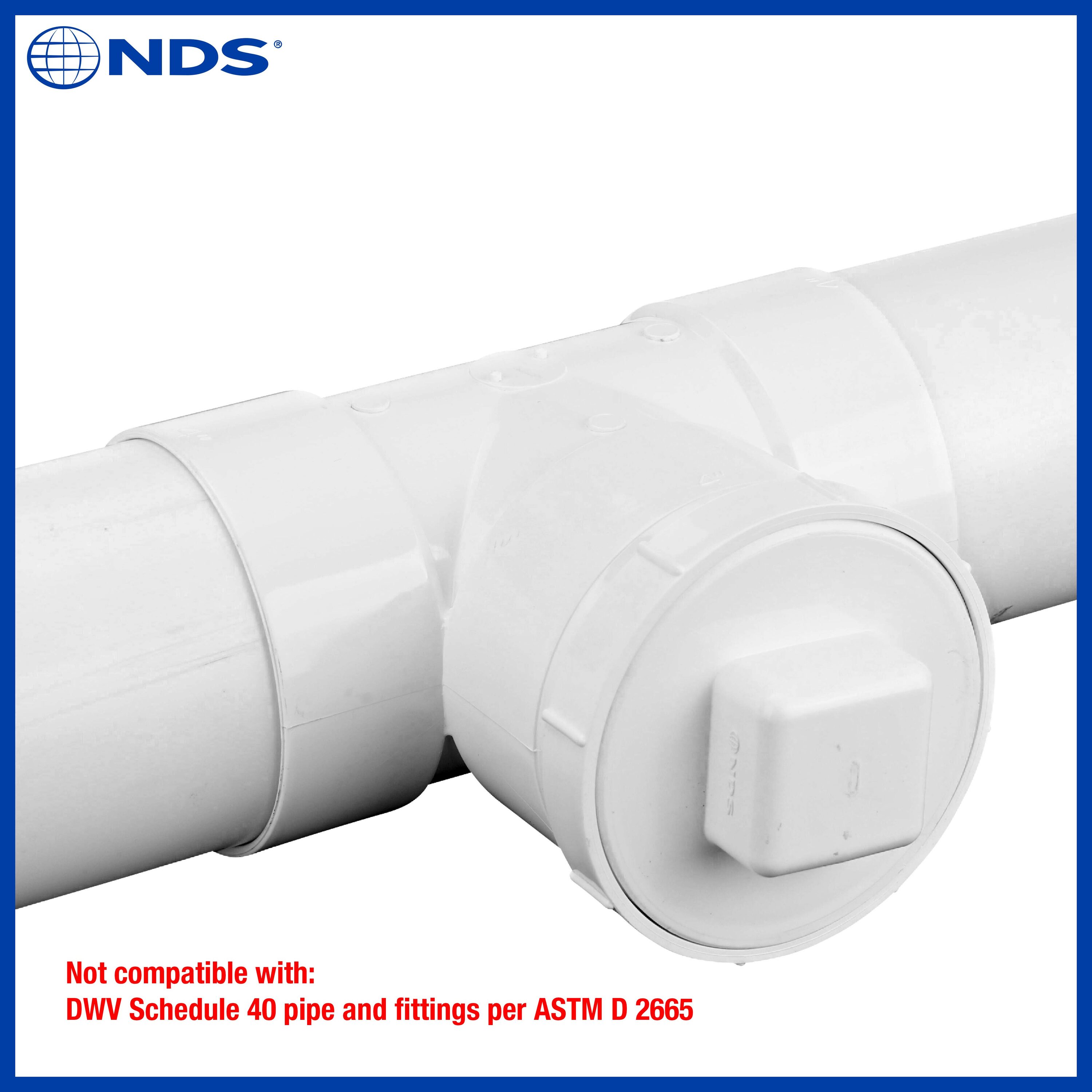 NDS PVC Sewer and Drain Cleanout Tee, 4 in. Hub X Hub X FPT LP1104 at ...
