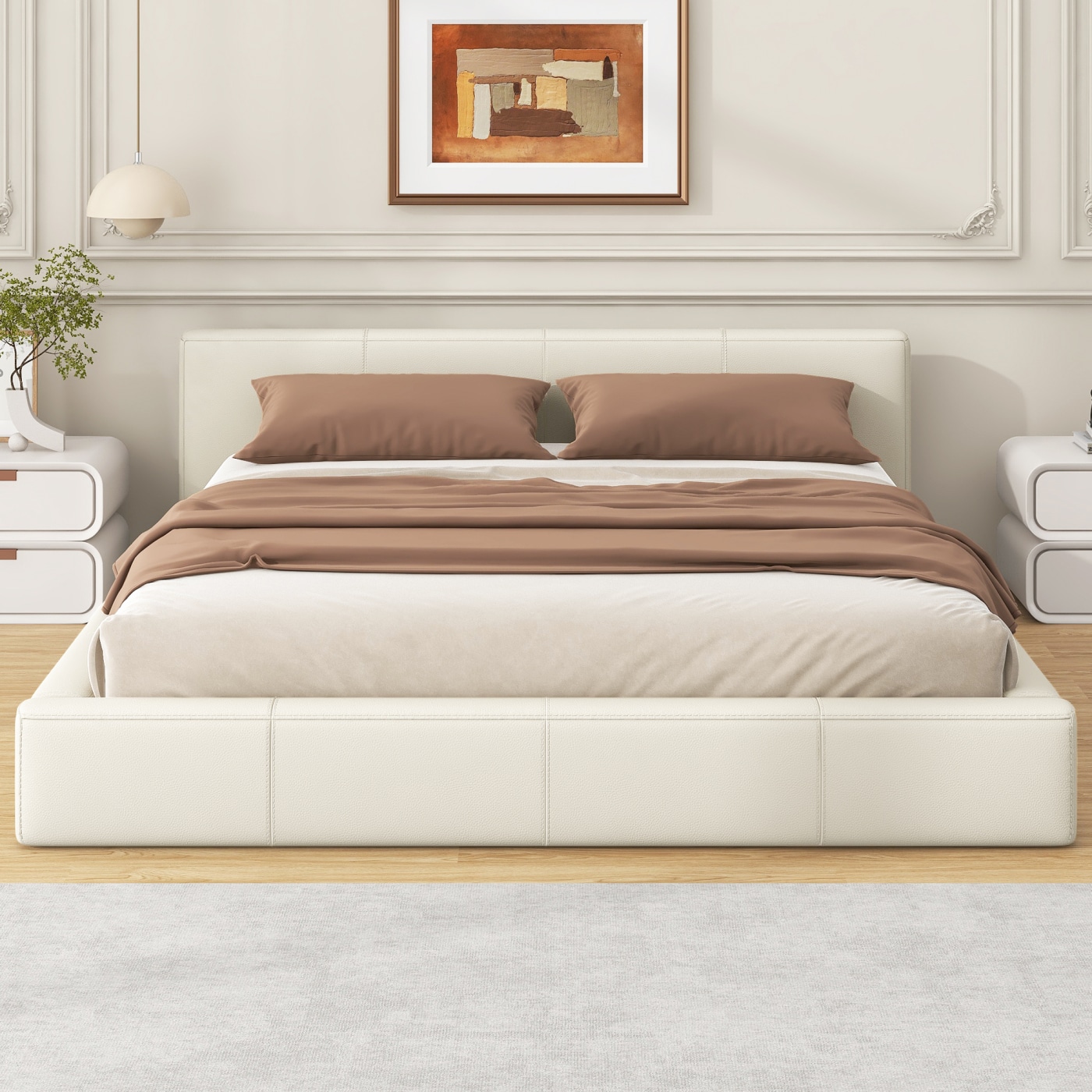 Streamdale Furniture Streamdale Stylish Beige Upholstered Bed The Ideal ...