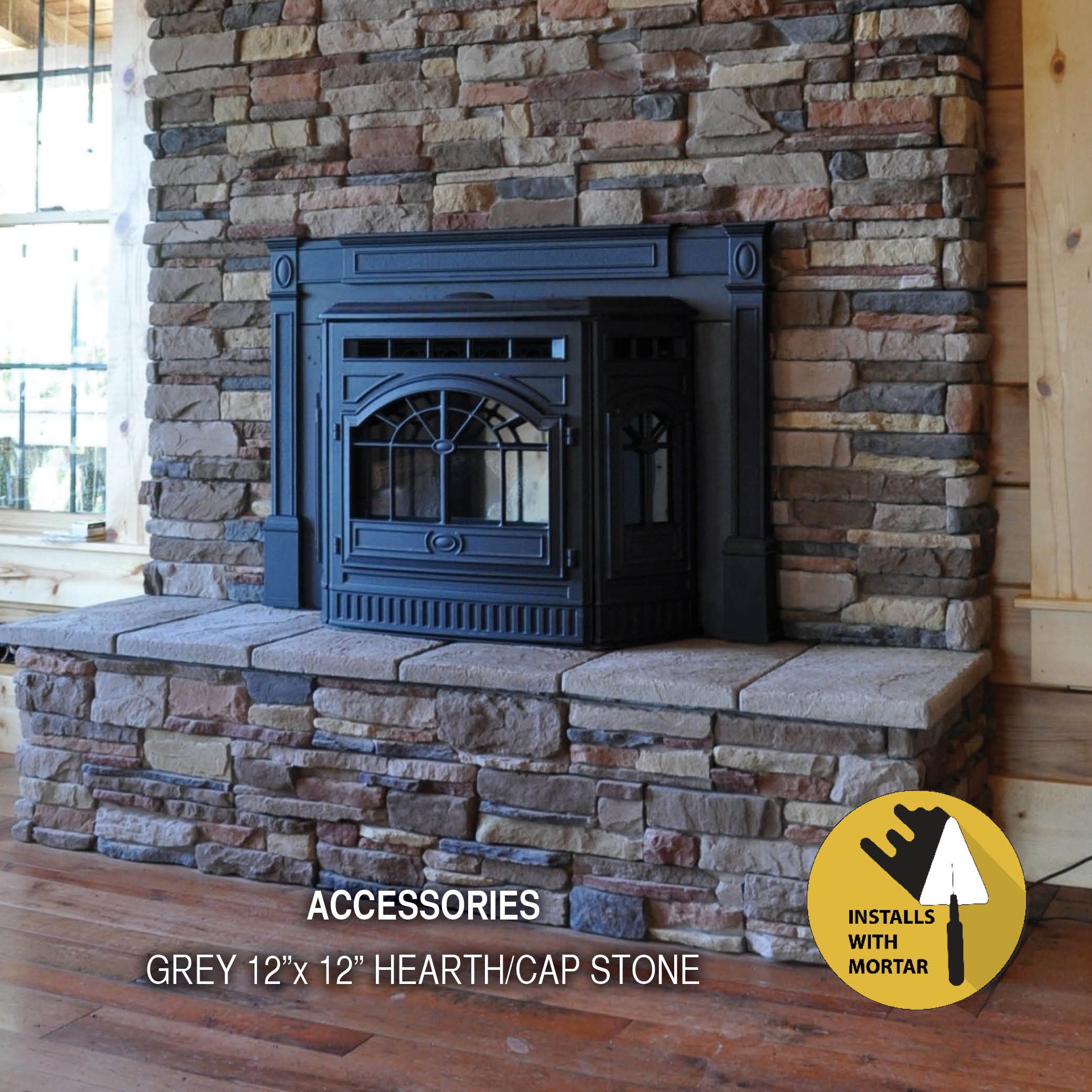 M-Rock Hearth Cap Stone 20 x 20 Gray 2.78-sq ft Gray Stone Veneer 20 X ...