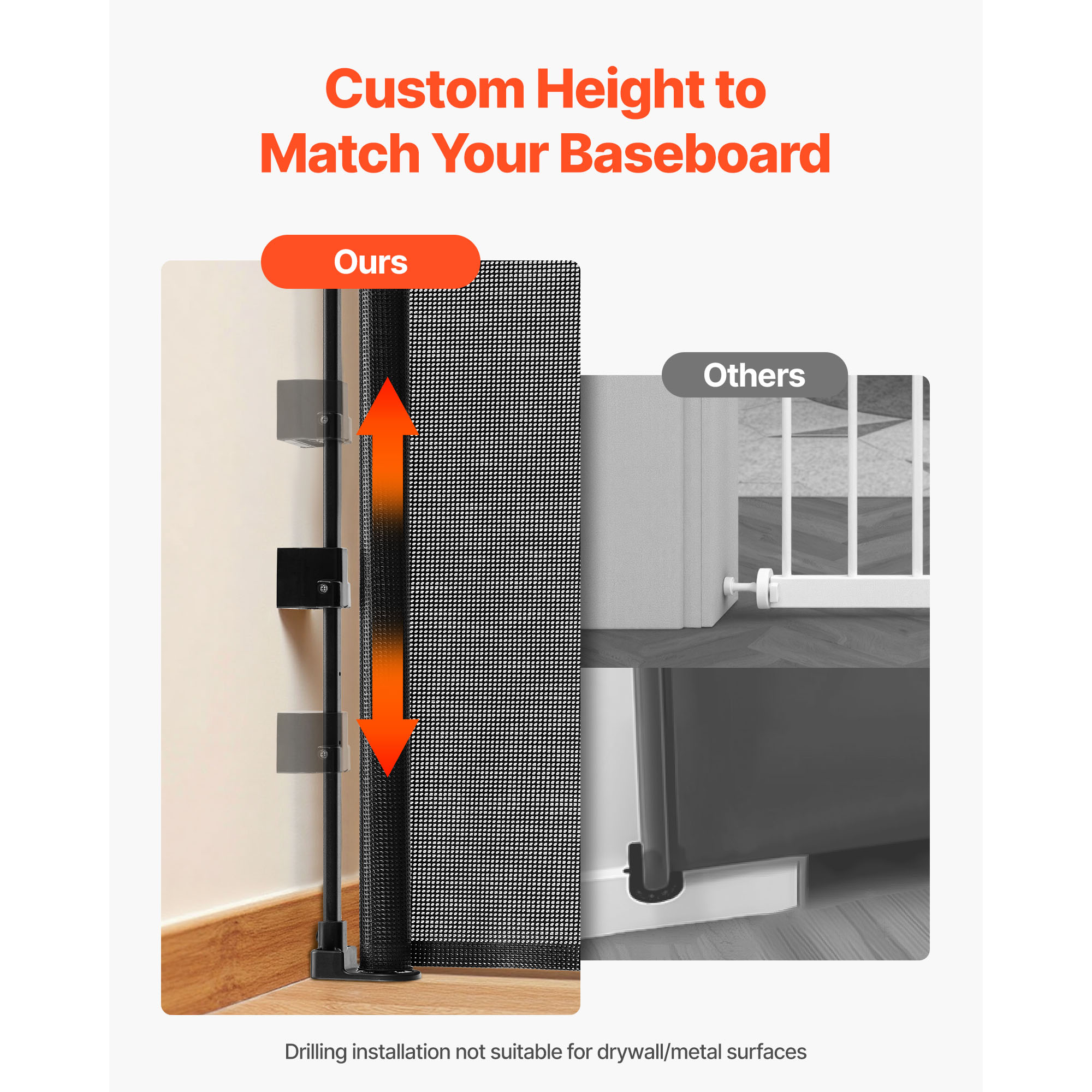 VEVOR Retractable Baby Gate Extends to 56.3 inch Wide 31.3 inch Tall ...