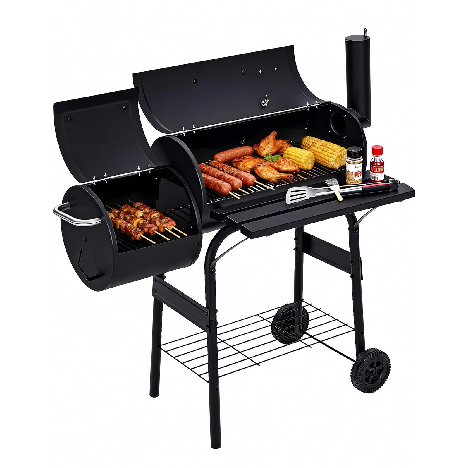 Garvee Charcoal Grills with Offset Smoker Outdoor BBQ Grill with Handle ...