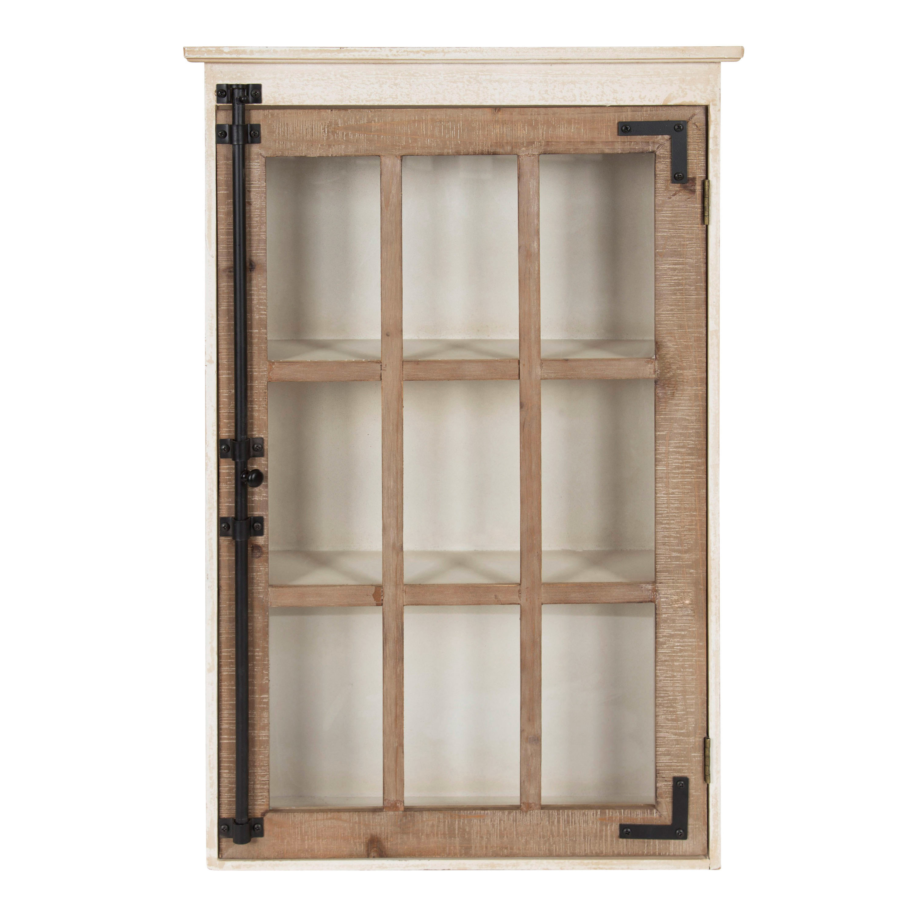 Kate and Laurel 19.5 in L x 6 in D x 31.5 in H Rustic Brown White Wood Rectangular Wall Cabinet 3 Shelves 213041 at Lowes