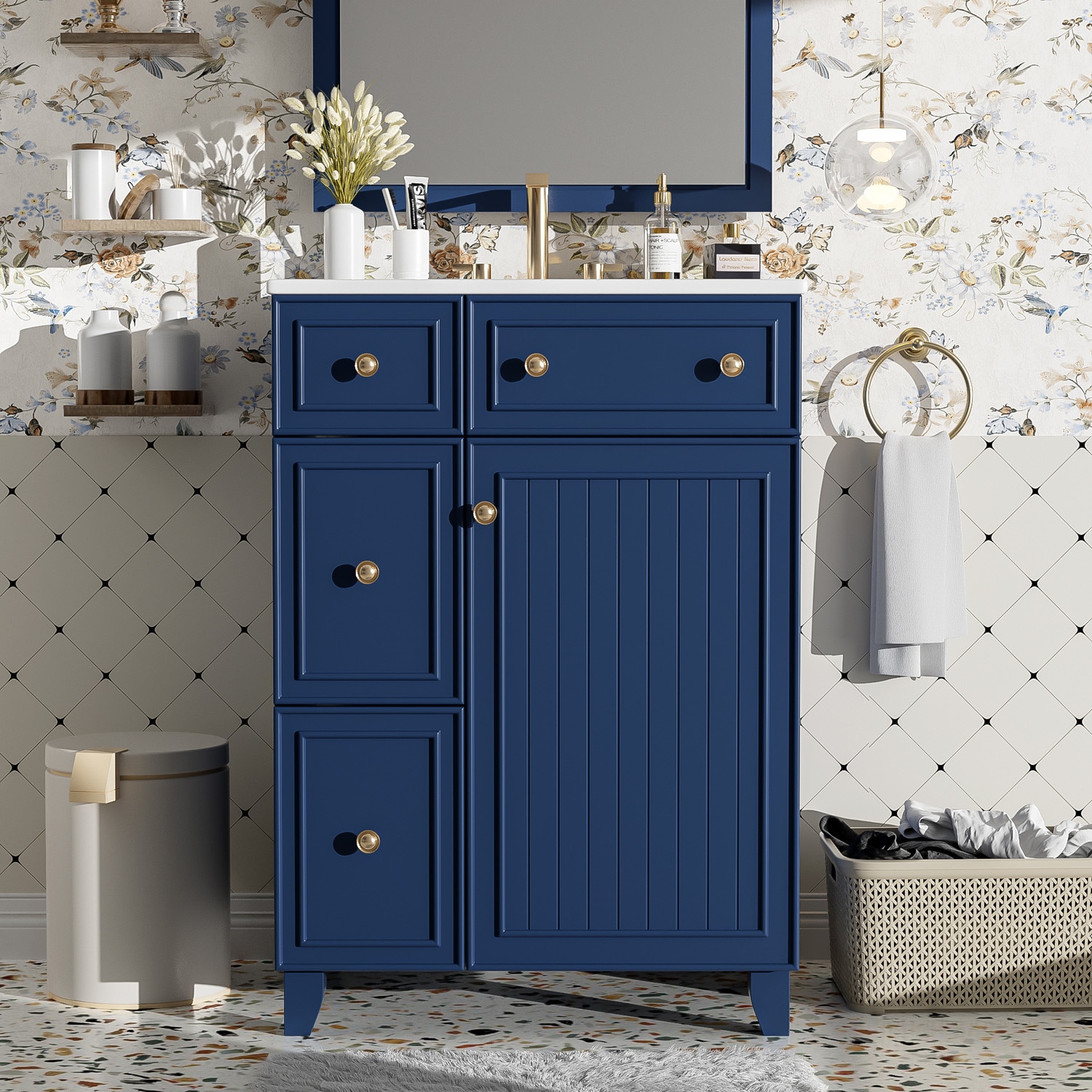 ModernLuxe 24Inch Bathroom Vanity Cabinet with Ceramic Sink 2 Drawers 1 ...