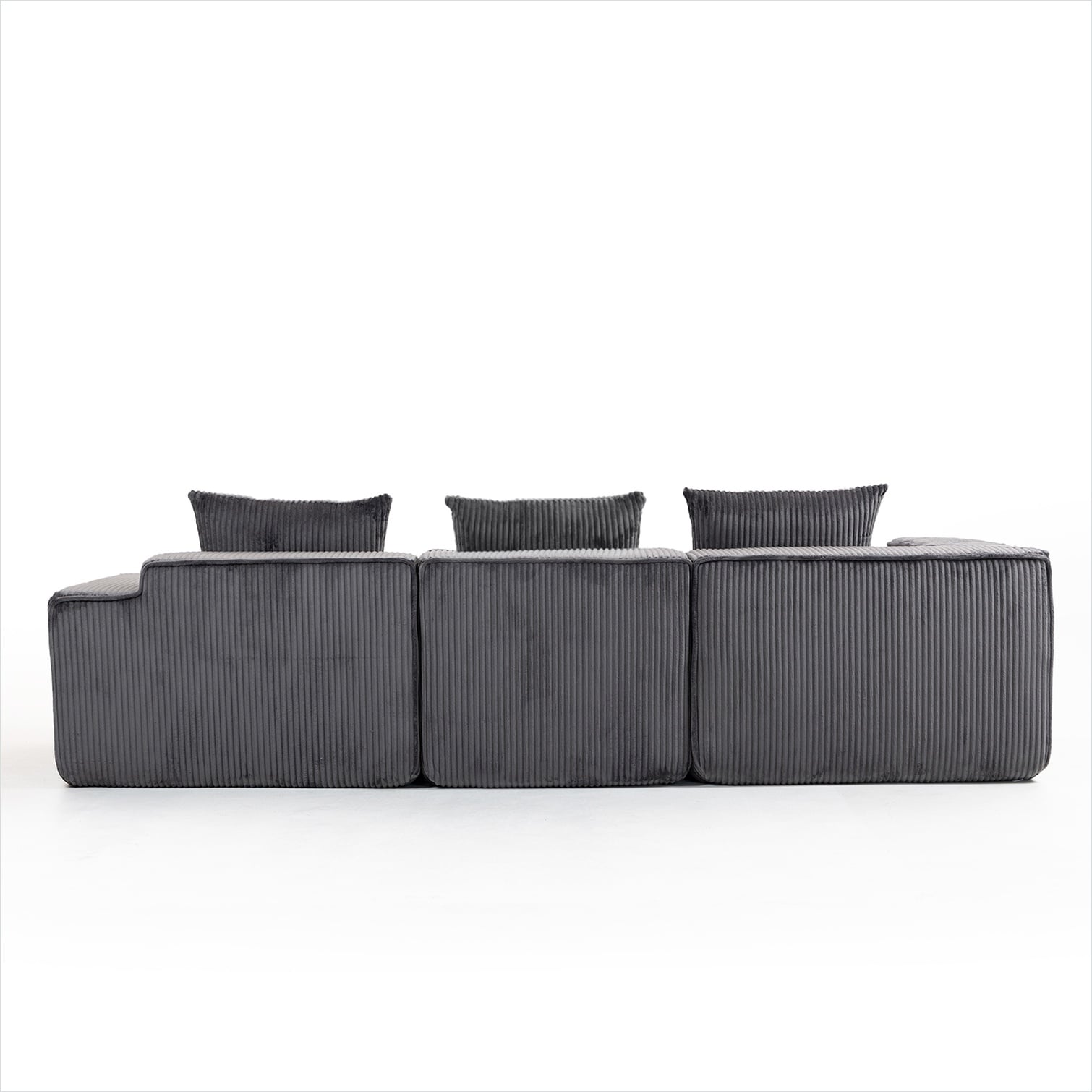 SunJet 3-Seat Modular Sectional Sofa in Classic Gray Corduroy All-Foam ...