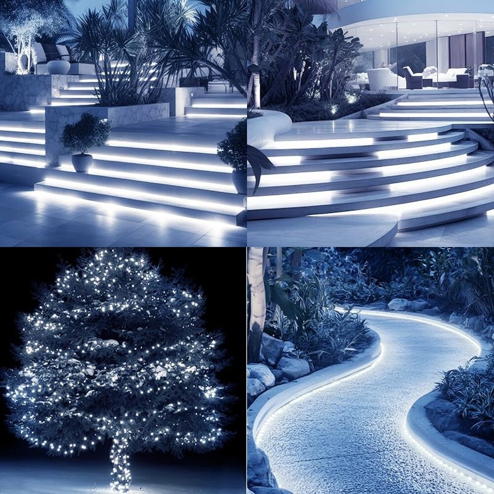Oyezvary 150 ft Cool White LED Rope Light Waterproof Flexible Indoor ...