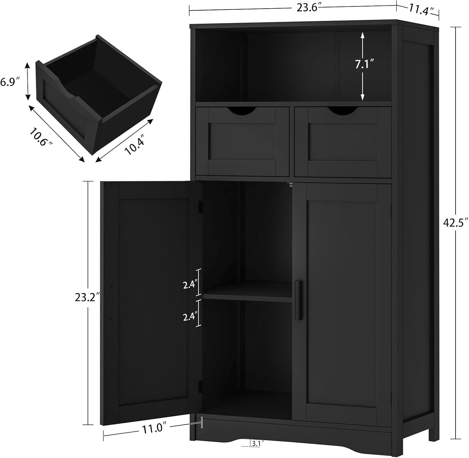 Iwell Storage Cabinet with Doors Shelves Kitchen Pantry Cabinet ...