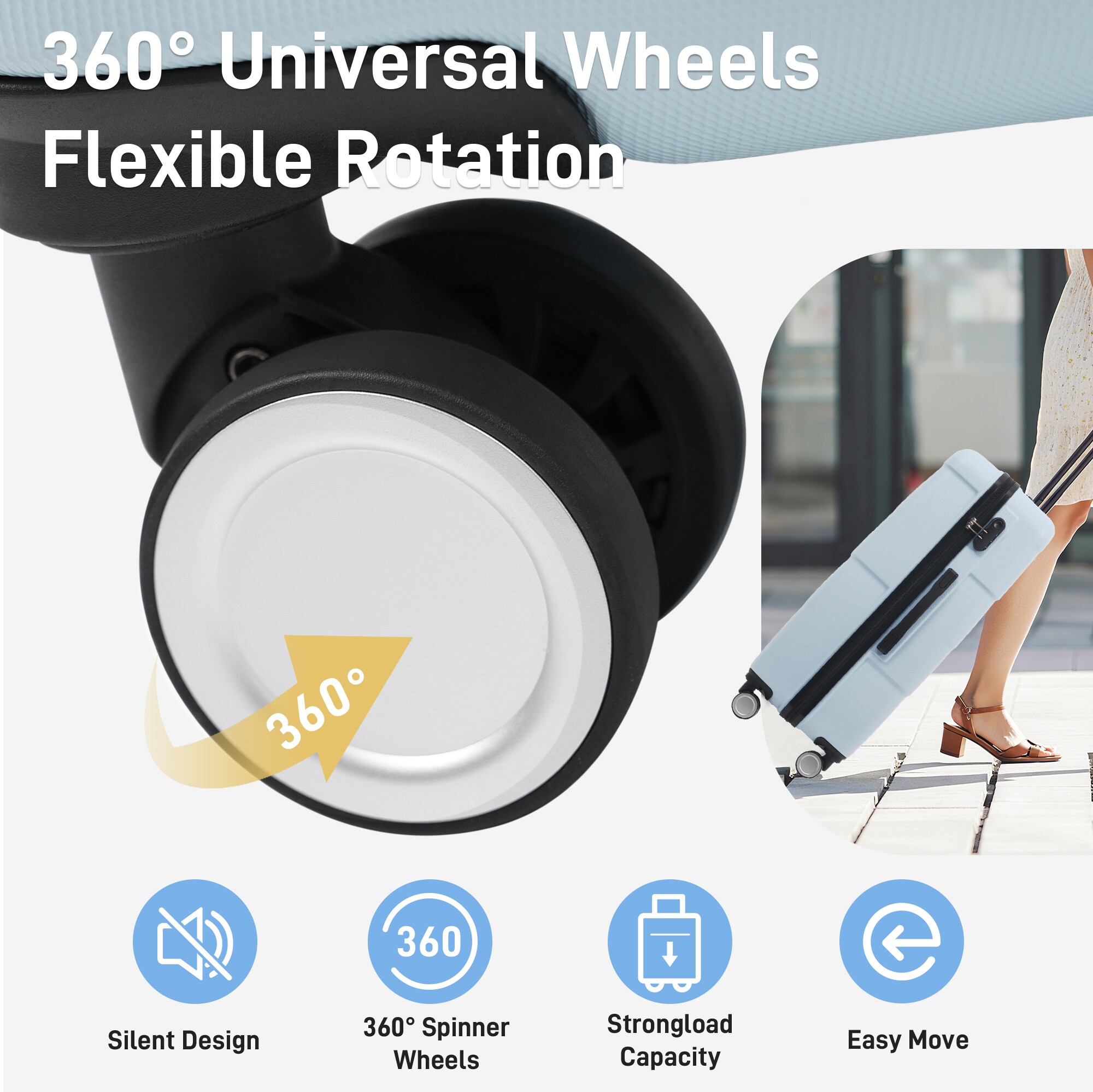 ModernLuxe Hardshell Luggage Sets 3 Piece Double Spinner Wheels ...