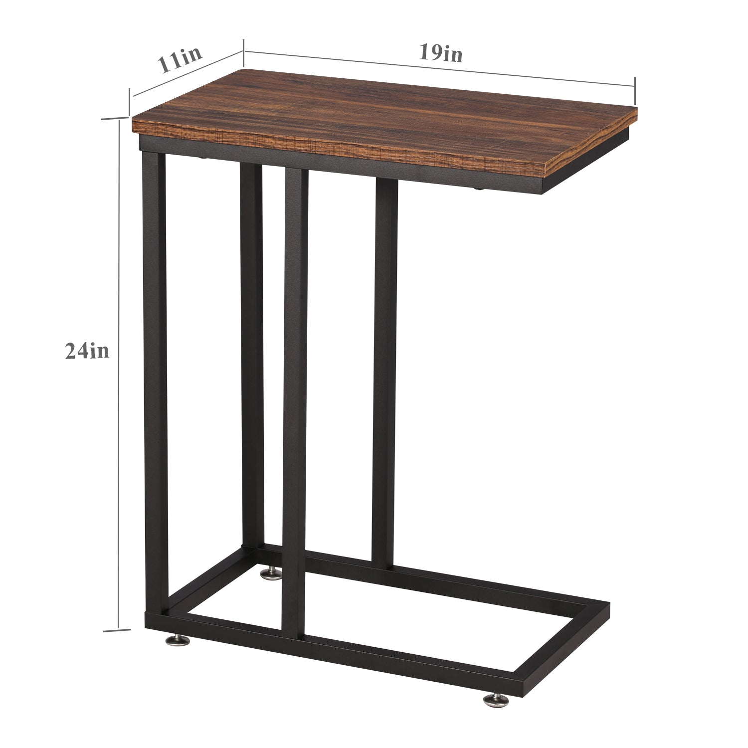 Vecelo C Shaped End Side Table for Sofa Couch Snack TV Tray for Living ...