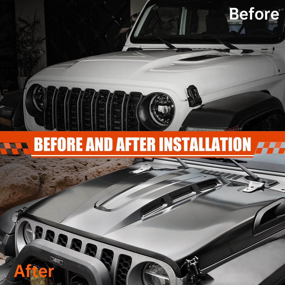 LUCKY ONE Avenger Style Hood for 2018+ Jeep Wrangler JL and Gladiator ...
