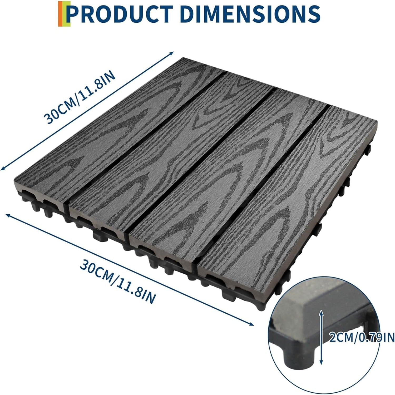 Garvee 27pcs composite deck tile 12x12 inch interlocking waterproof all ...