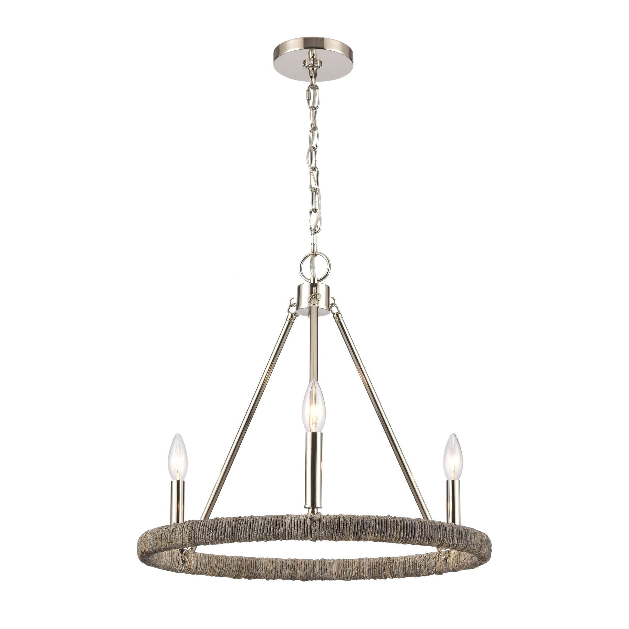 ELK Home Abaca 3 - Light - Polished Nickel / Metal Chandelier in the ...