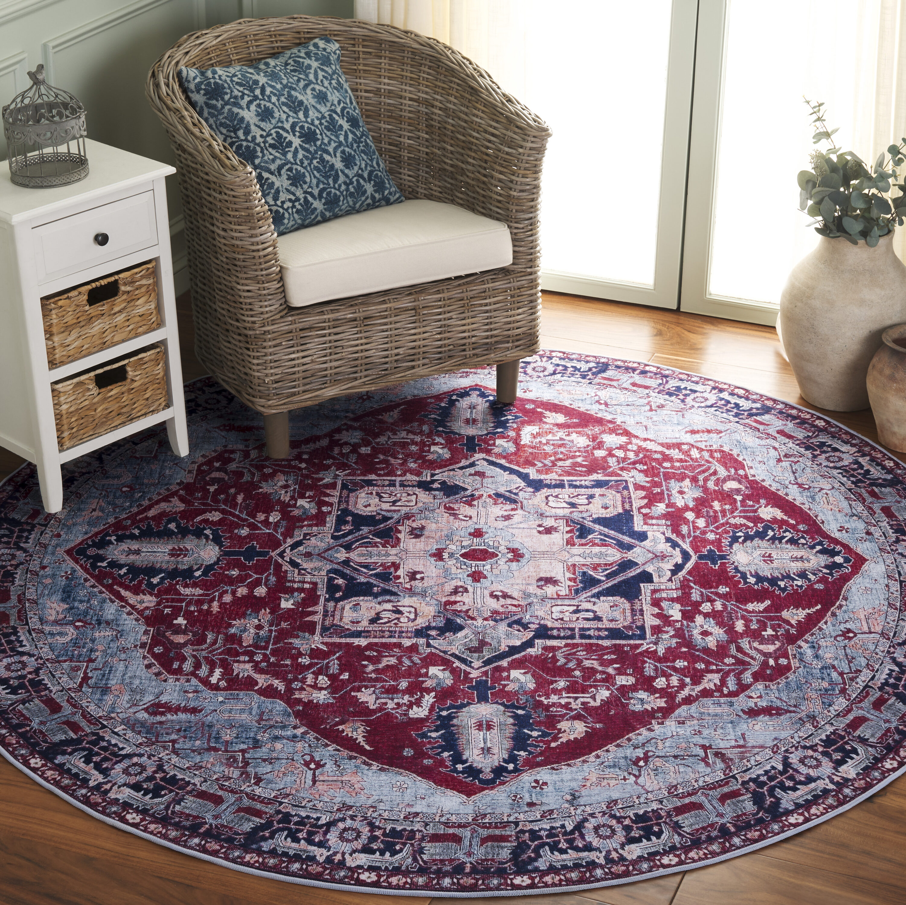 Safavieh Tucson Vintage Persian 108Q Red Navy Machine Washable/Slip ...