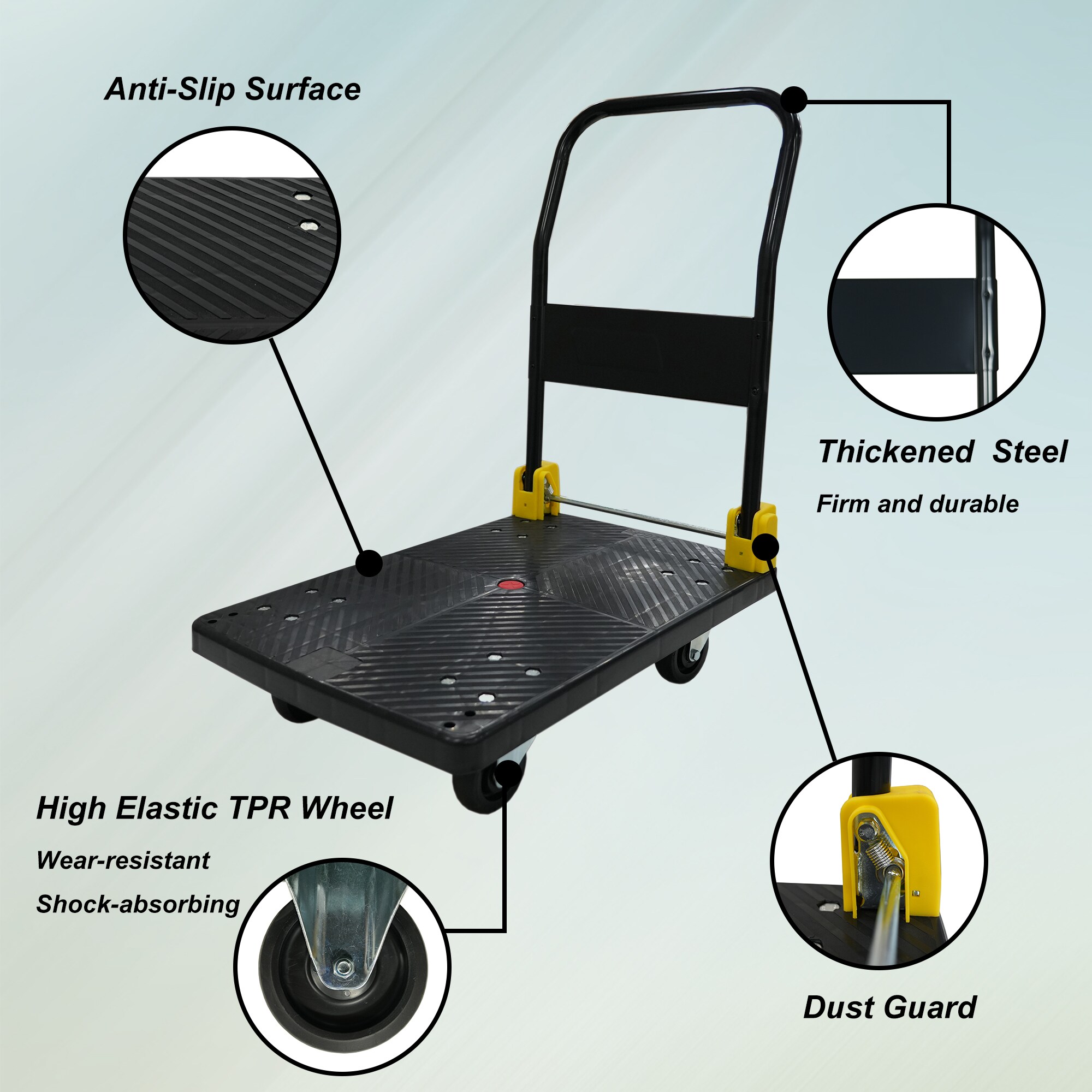 LOVMOR Foldable Platform Push Hand Truck Cart 880 lbs Weight Capacity 2 ...
