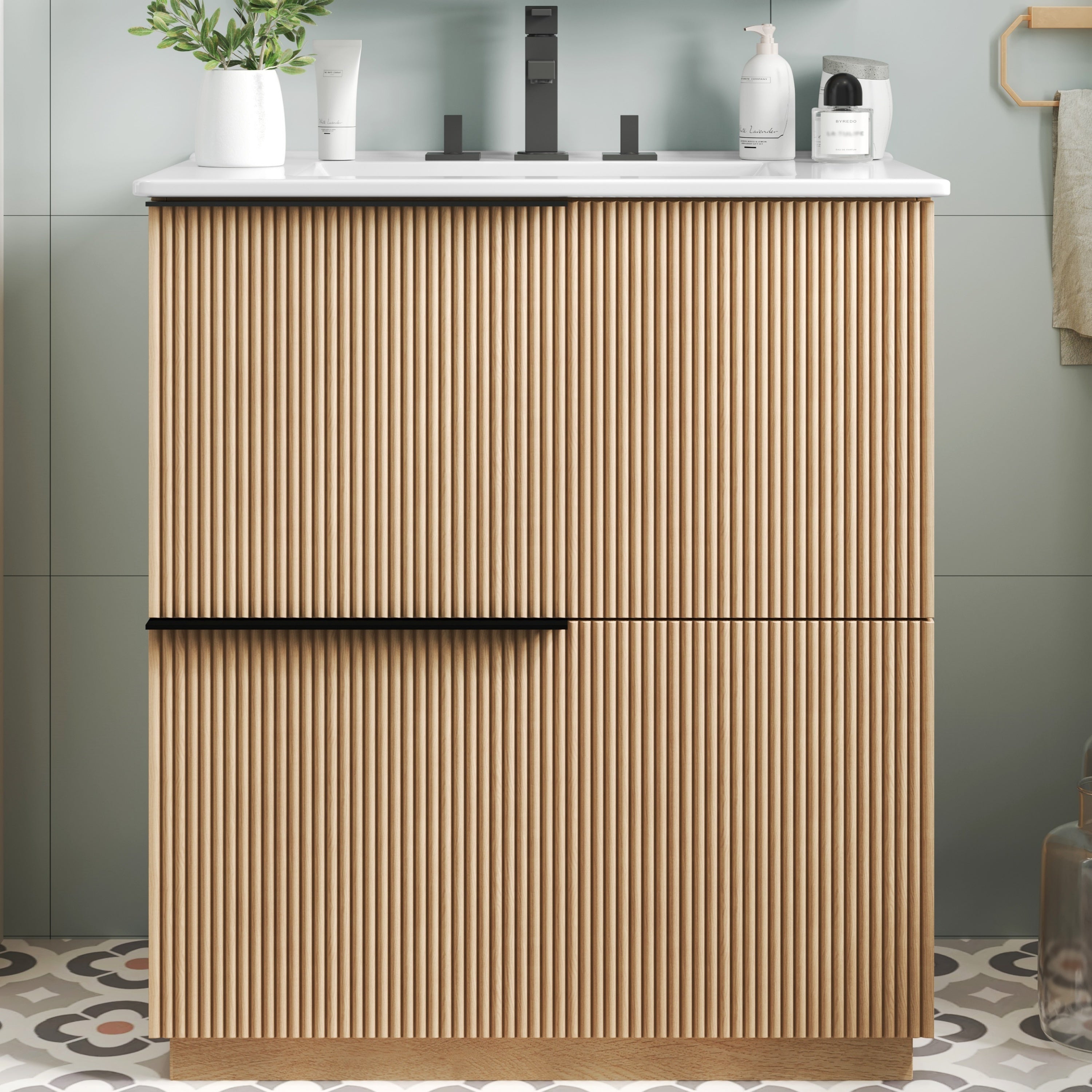 Boyel Living 30 Inch Bathroom Vanity with Ceramic Sink Full Extension ...