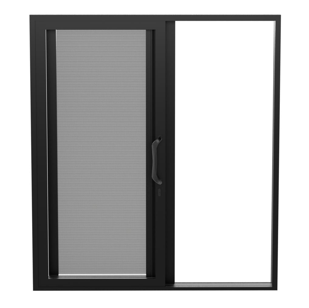 Eris 72-in x 80-in x 5-5/8-in Jamb Black Aluminum Right-hand Sliding ...