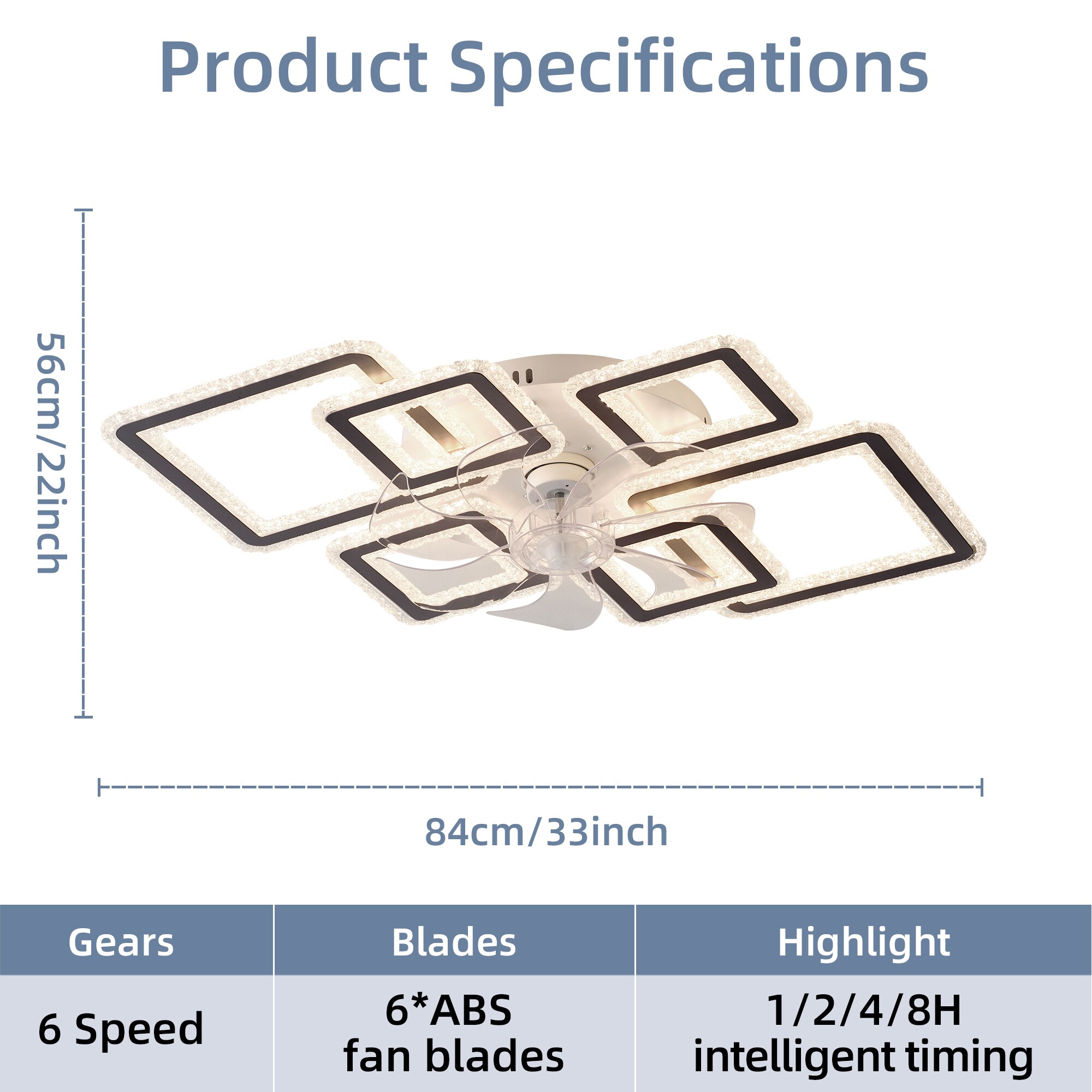 Tatayosi 33 Inch Black Ceiling Fan with Dimmable 3 Color Temperature ...