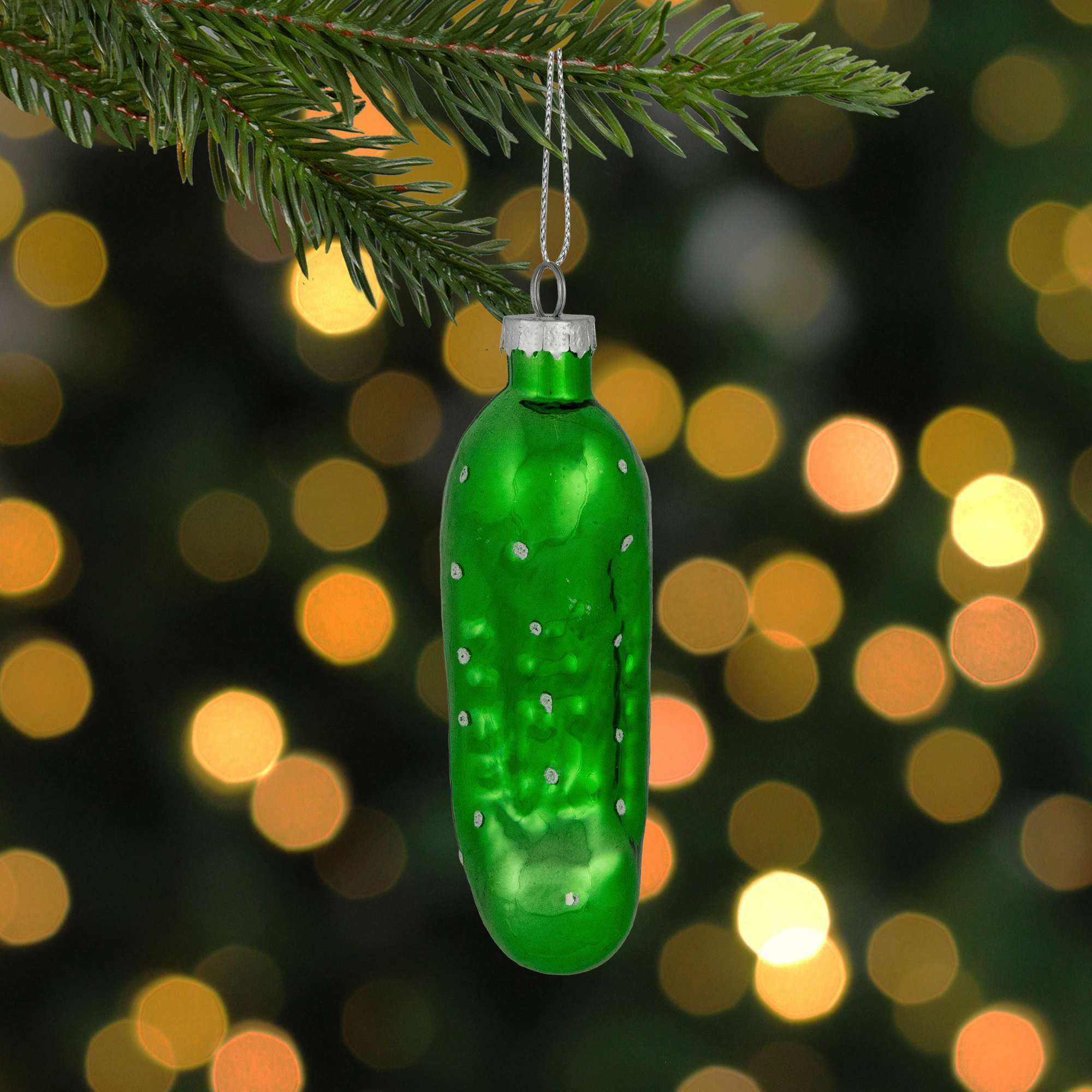Northlight 4 inch Shiny Green Pickle Glass Christmas Ornament in the ...