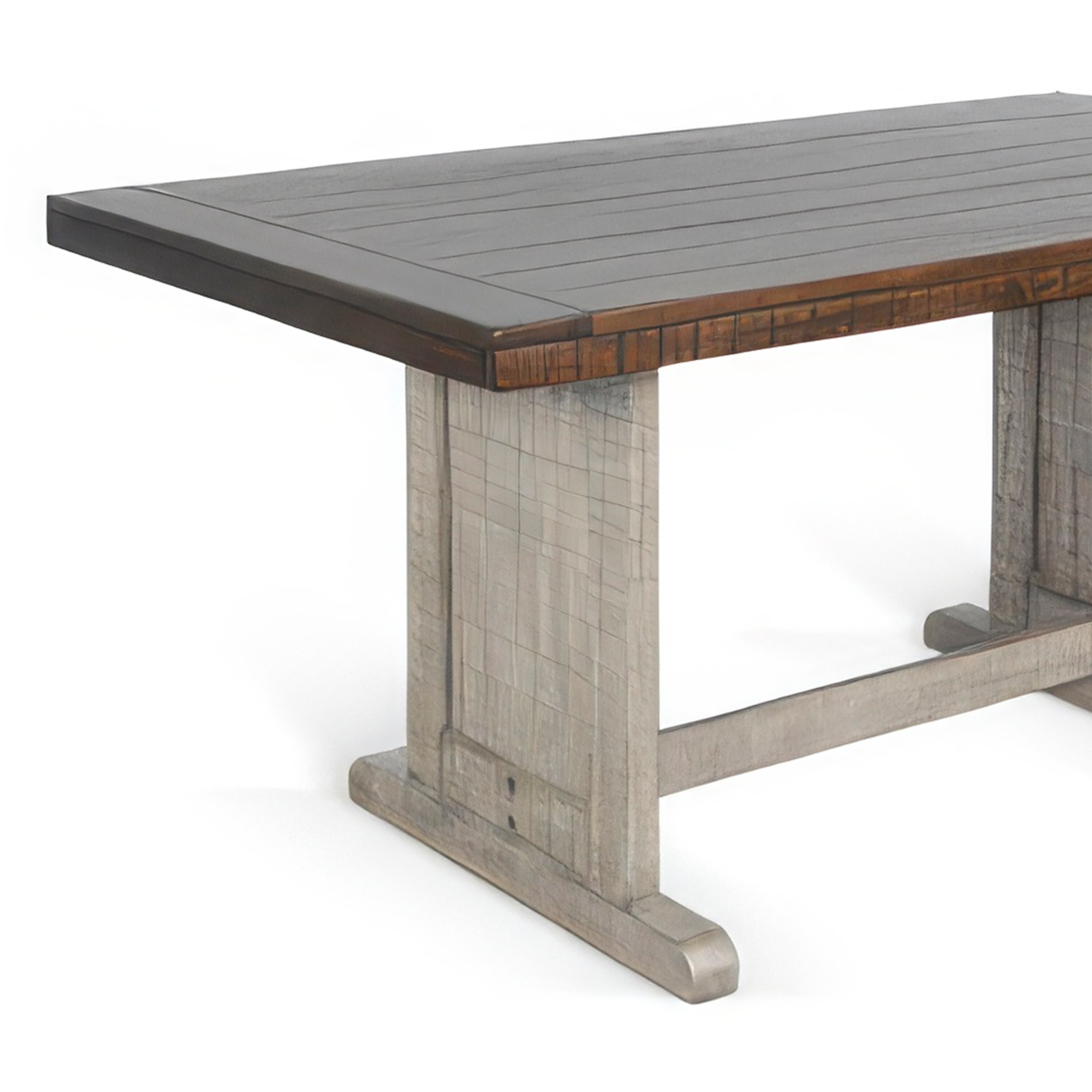 Benzara Camie Dining Table-60 Inch Rectangular Plank Top-Dark Brown n ...