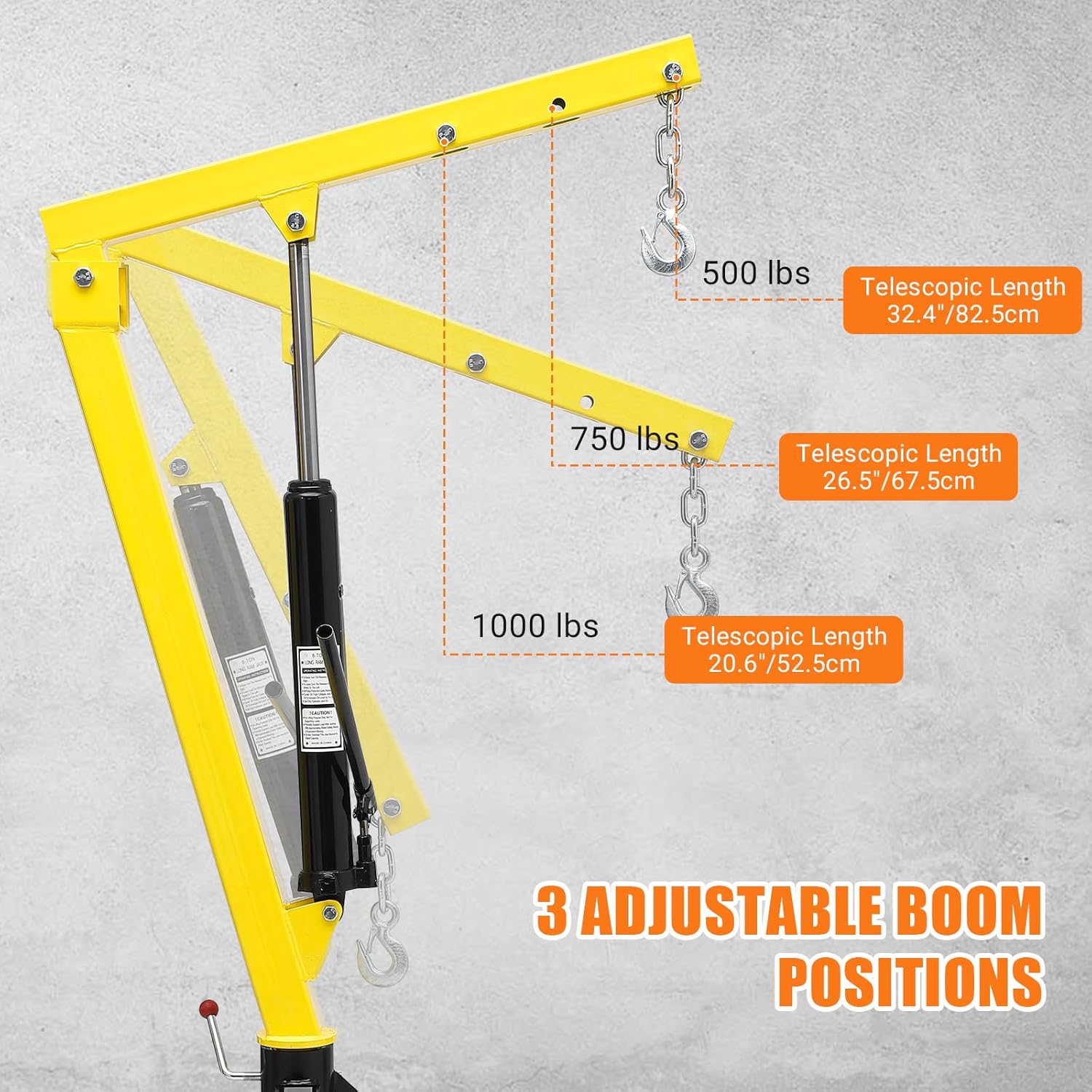 IdealHouse Hydraulic Pickup Truck Crane 1000 lbs Max Capacity 360 ...