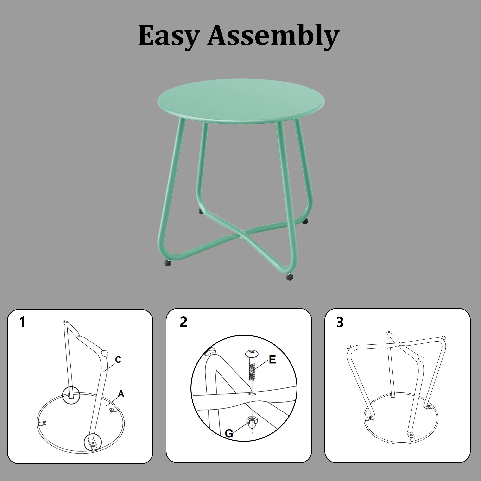 Yardgrace Outdoor Side Table 18-inch Round End Table Accent Table for ...