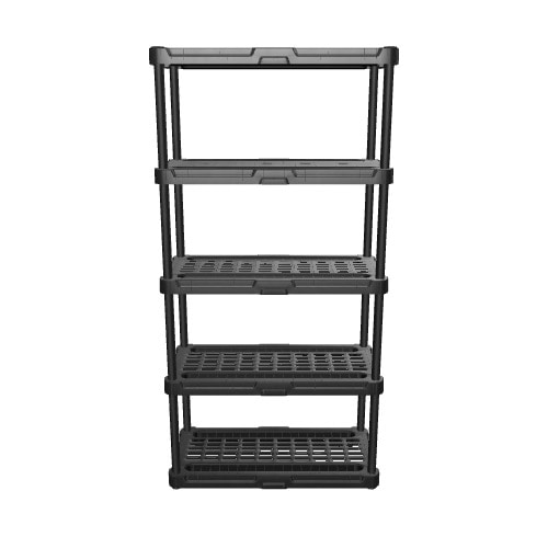 Project Source Plastic Heavy Duty 5 Tier Utility Shelving Unit 36 in W x 18 in D x 72 in H Black 150 lb Capacity Per Shelf 339946 at Lowes