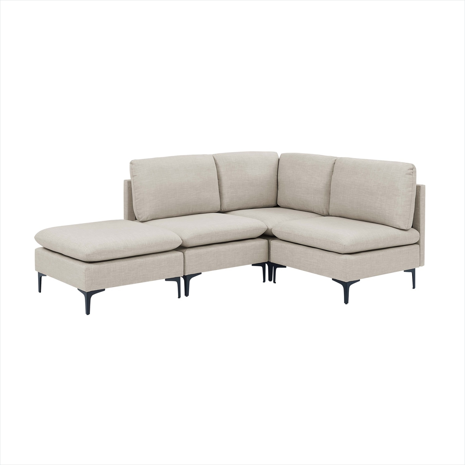 Naturefalls Almond Linen Modular Sectional Sofa with Black Metal Legs ...