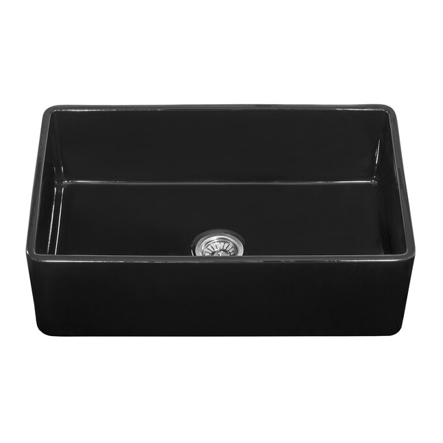 Ruvati Fiamma Farmhouse Apron Front 33 In X 20 In Gloss Black Fireclay
