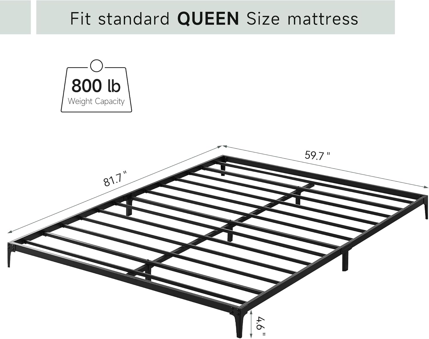 Garvee Heavy Duty Metal Platform Bed Frame With Under Bed Storage ...