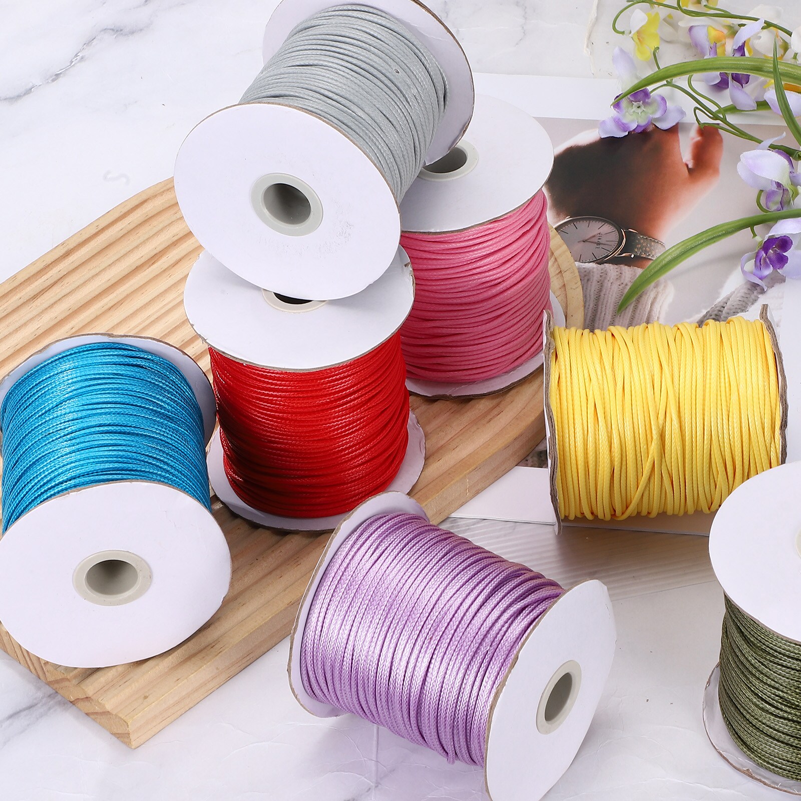 Unique Bargains 1pc Waxed Cord 2mm Waxed Thread 87 Yard Wax String ...