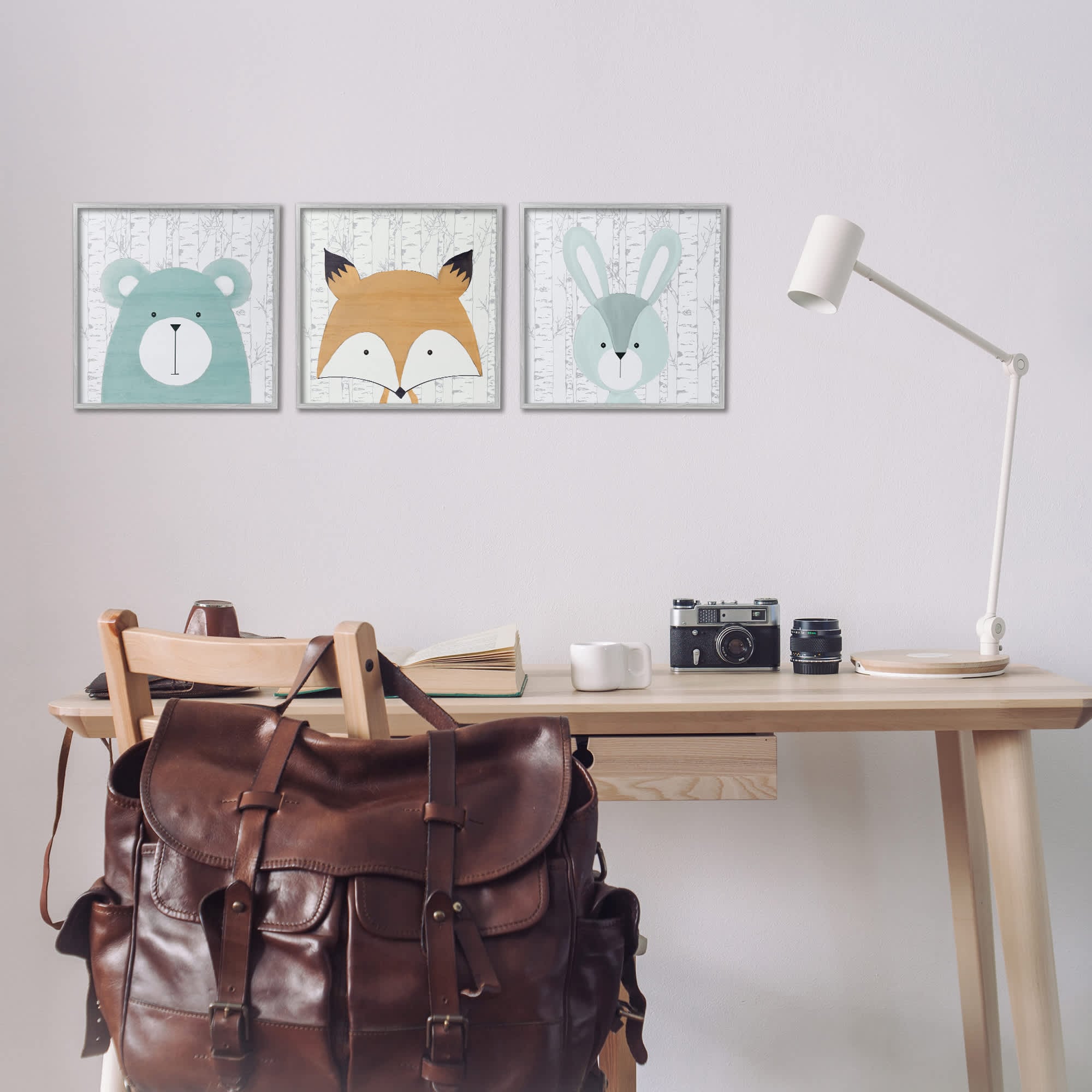 Stupell Industries Whimsical Woodland Nursery Animals 3pc Framed Giclee ...