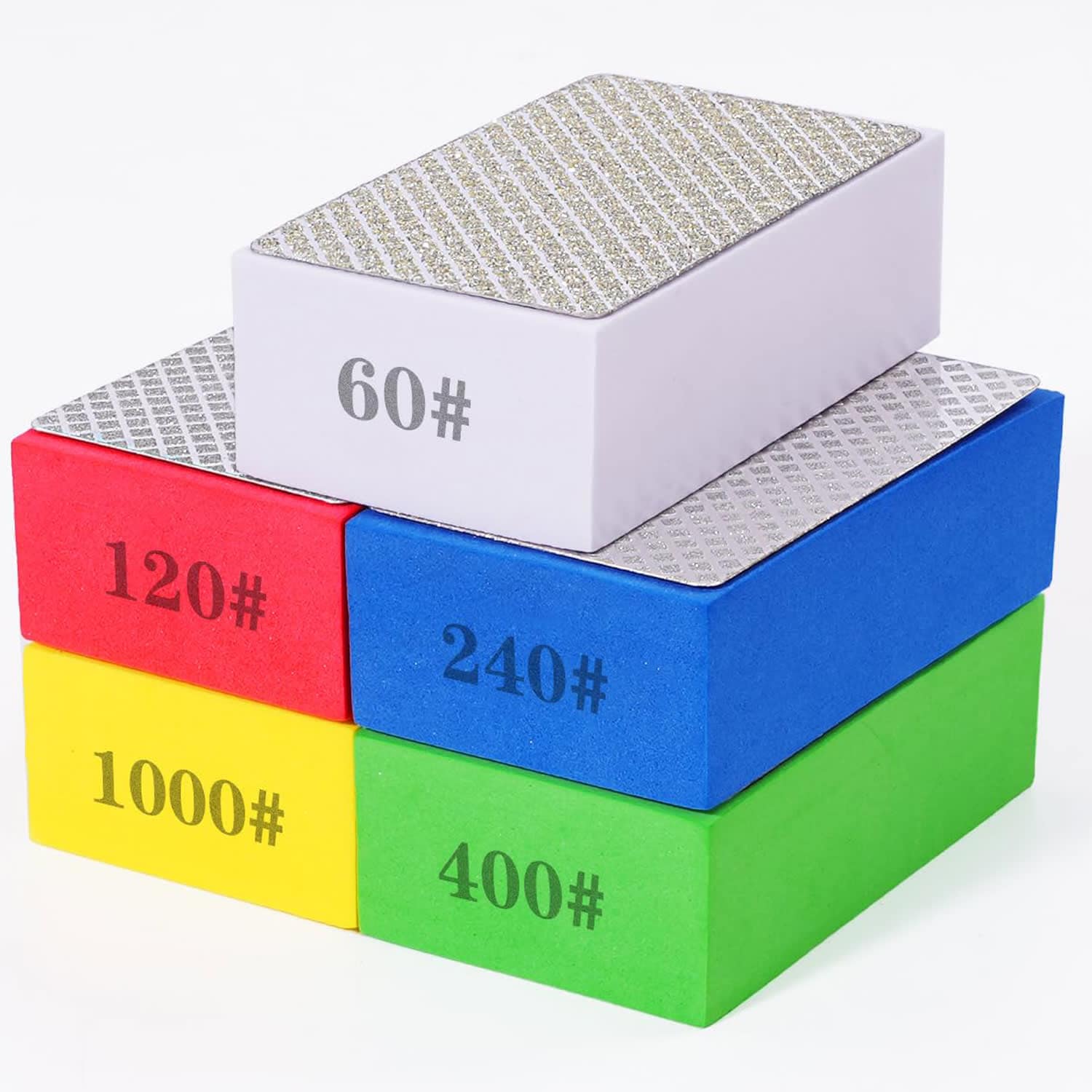 Etokfoks 5 Pack Diamond Hand Polishing Pads Assortment for Wet Dry ...