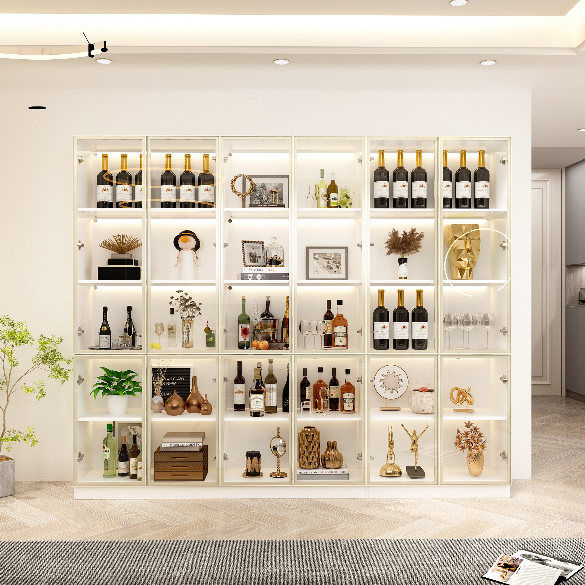 FUFU&GAGA Contemporary/Modern White Pantry with Wine Storage in the ...