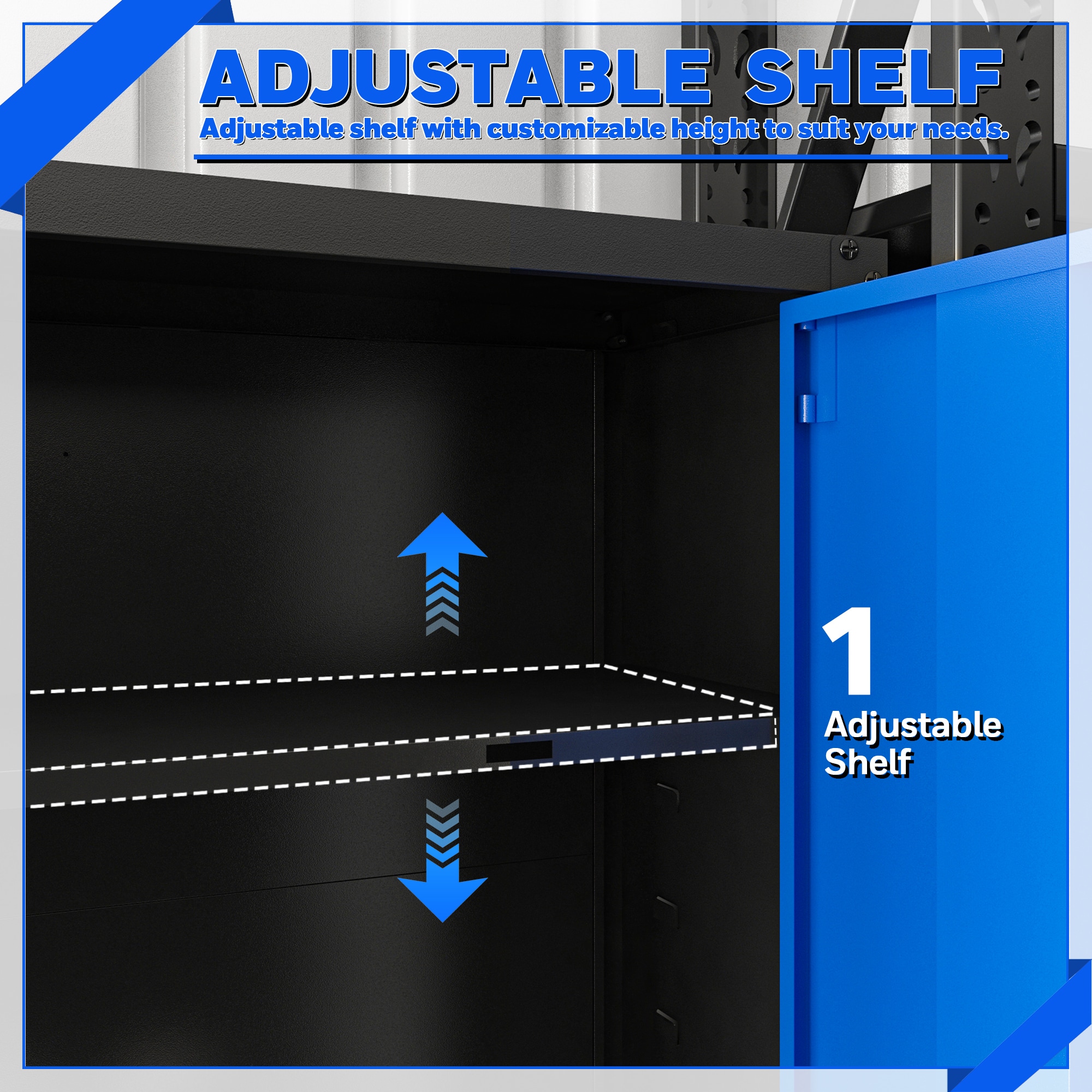 LOVMOR Wall-Mounted Garage Storage Cabinet with Lockable Doors and ...