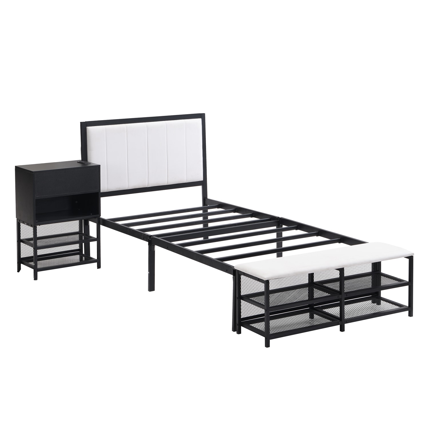 Streamdale Furniture Streamdale Twin size Metal Platform Bed with Two ...