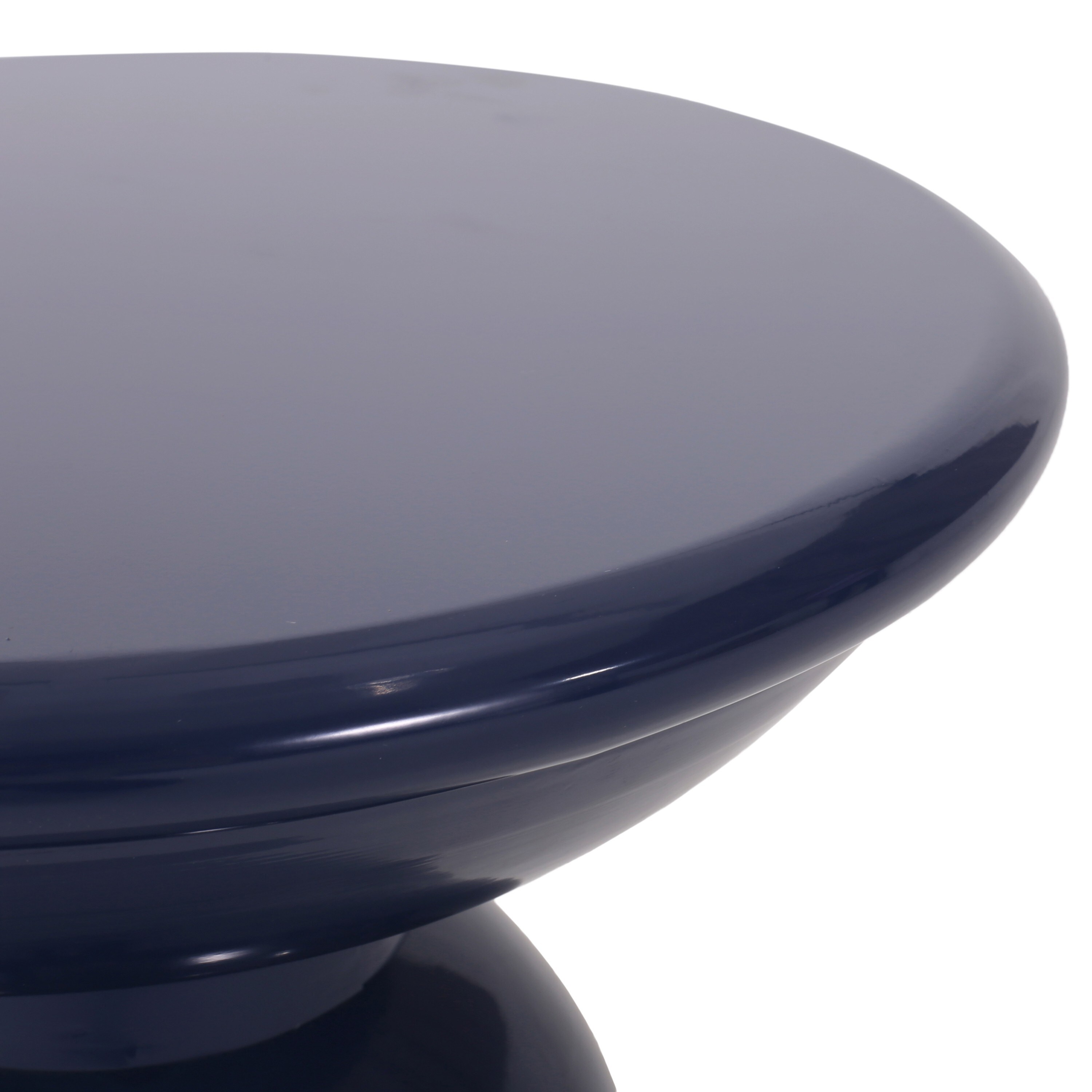 Benzara Suma Iron Navy Blue Round Shape Outdoor Side Table with ...