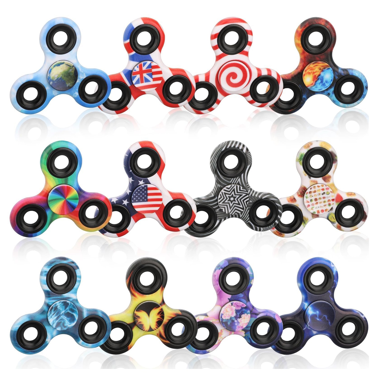 Misopily 12 Pack Metal Tri Spinner Fidget Toy Set Ergonomic Design High ...