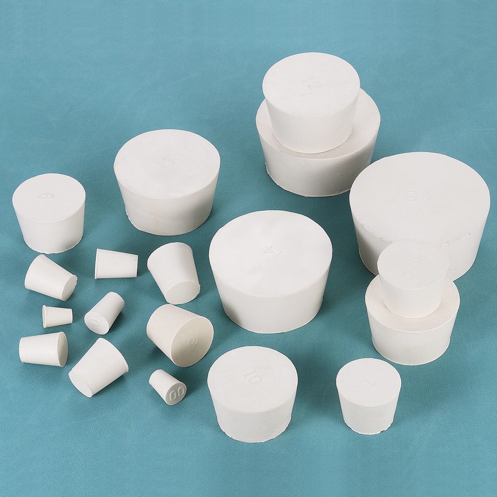 Unique Bargains 2pcs Solid Rubber Stoppers White 9# Tapered Lab Plugs ...
