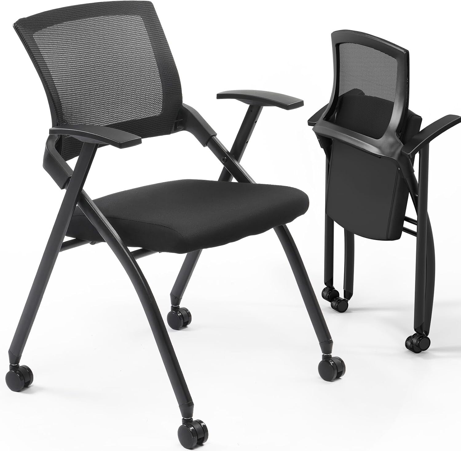 Outopee Black Commercial Residential Standard Folding Chair with Padded Seat Indoor or outdoor in the Folding Chairs department at Lowes