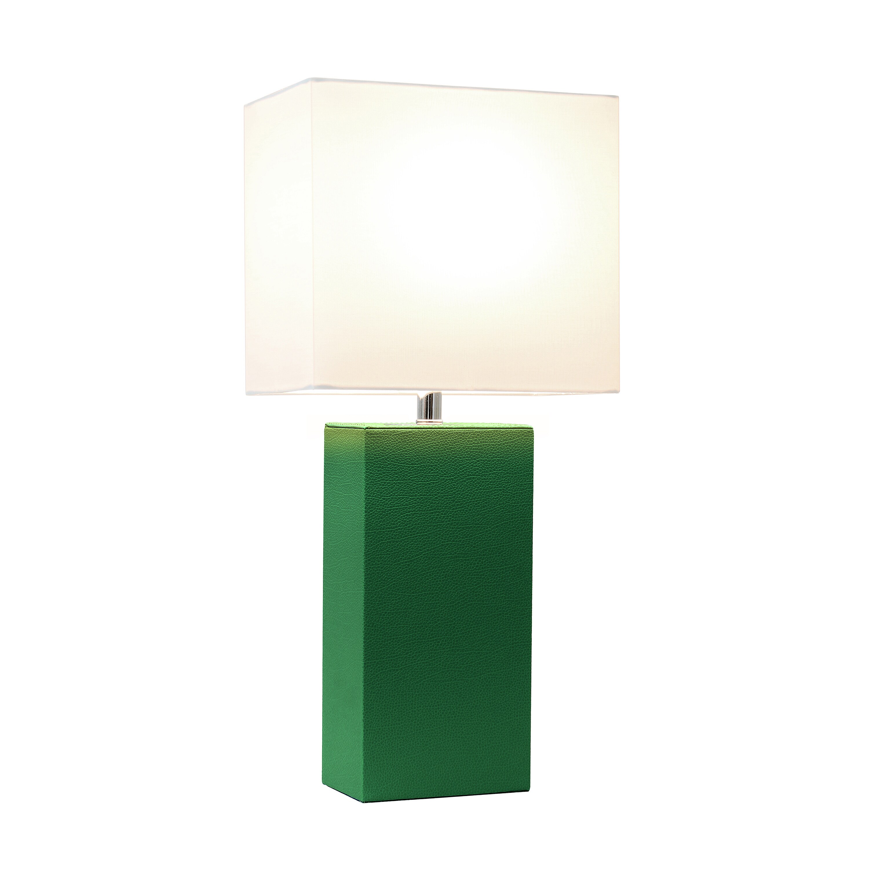 Elegant Designs 21-inch Contemporary Faux Leather Encased Table Lamp ...