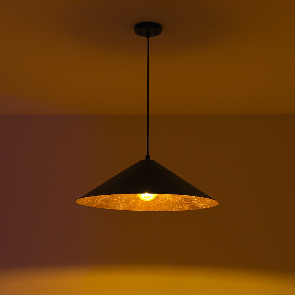 Zicbol 1 -Light Black Industrial Metal Cone Small Hanging Pendant Light ...